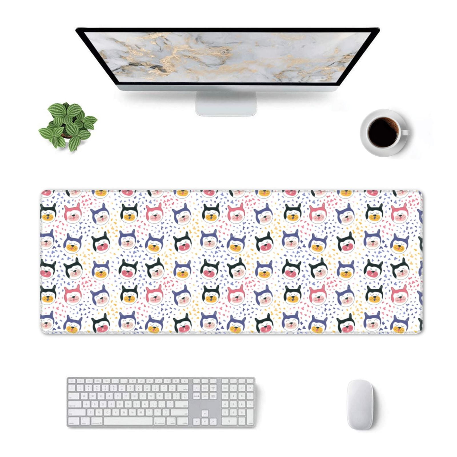 Pofeuu Cute Dog Print Desk Mat for Keyboard and Mouse，Computer Desk ...