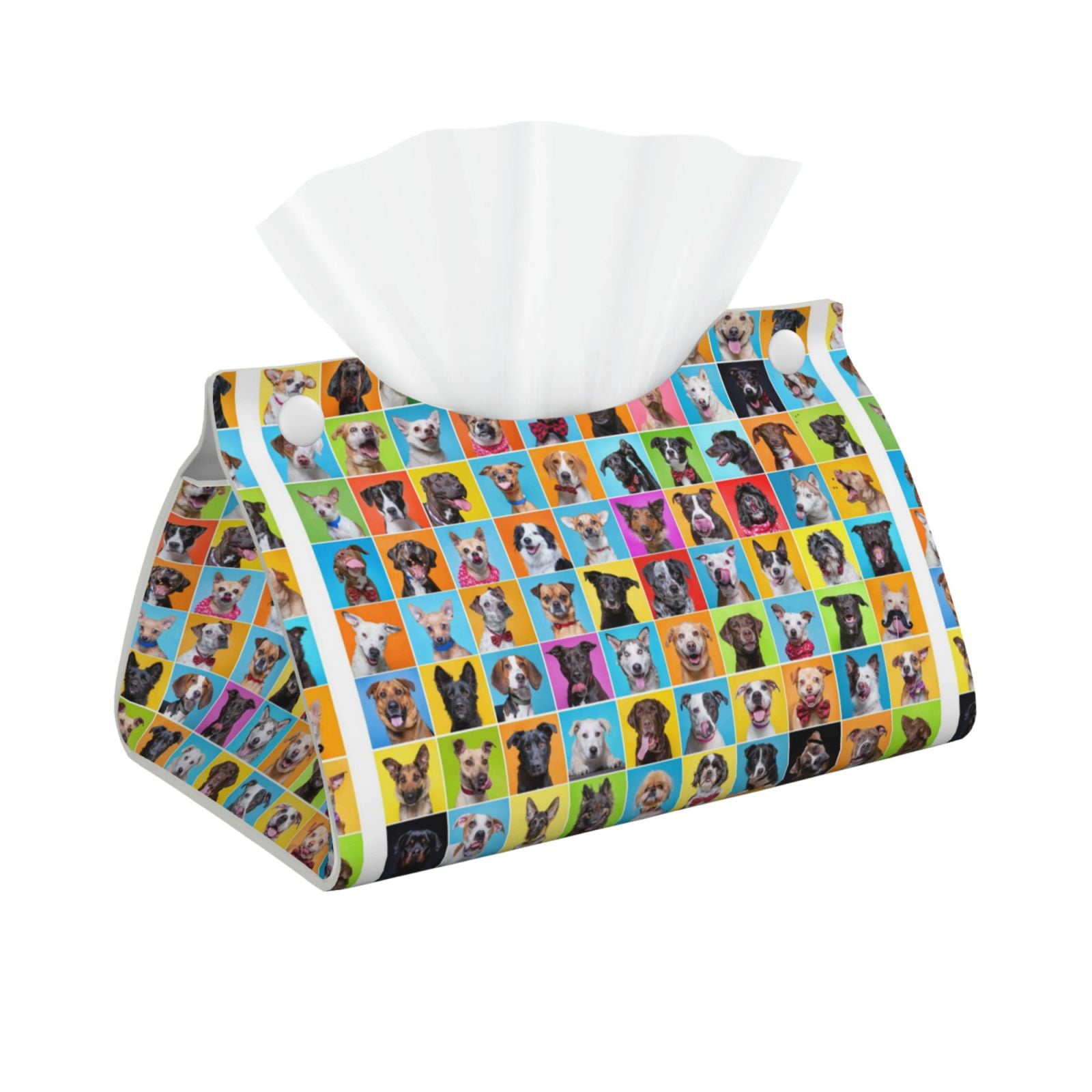 Pofeuu Cute Dogs Collage Print Tissue Box Cover, Modern Decorative PU ...