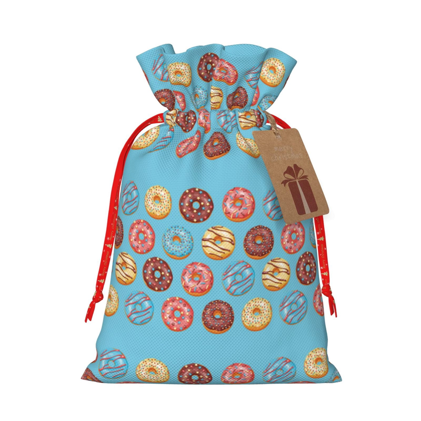 Pofeuu Cute Donut Print Burlap Bags with Drawstrings Drawstring Gift ...
