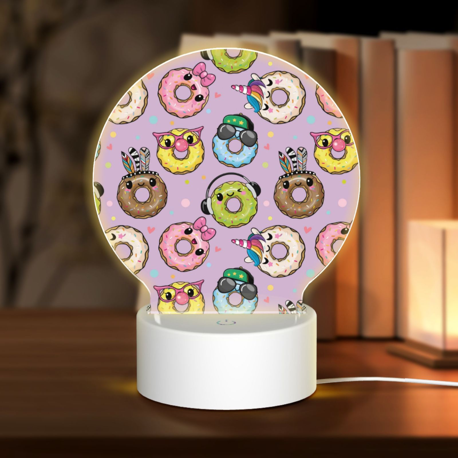 Pofeuu Cute Donuts Print LED Christmas Night Light Lamp Base Gift DIY ...