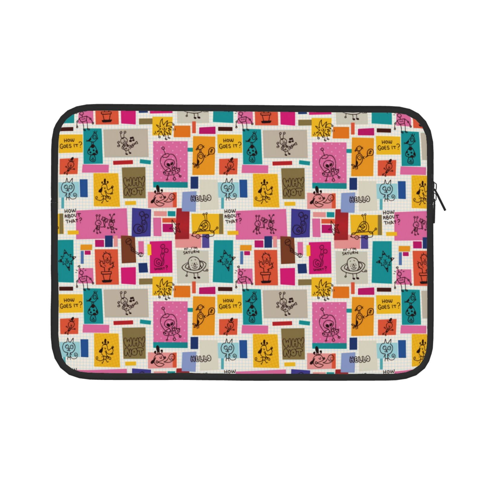 Pofeuu Cute Doodles Print Laptop Carrying Case,13-15-Inch Laptop and Tablet, Sleek Design ...