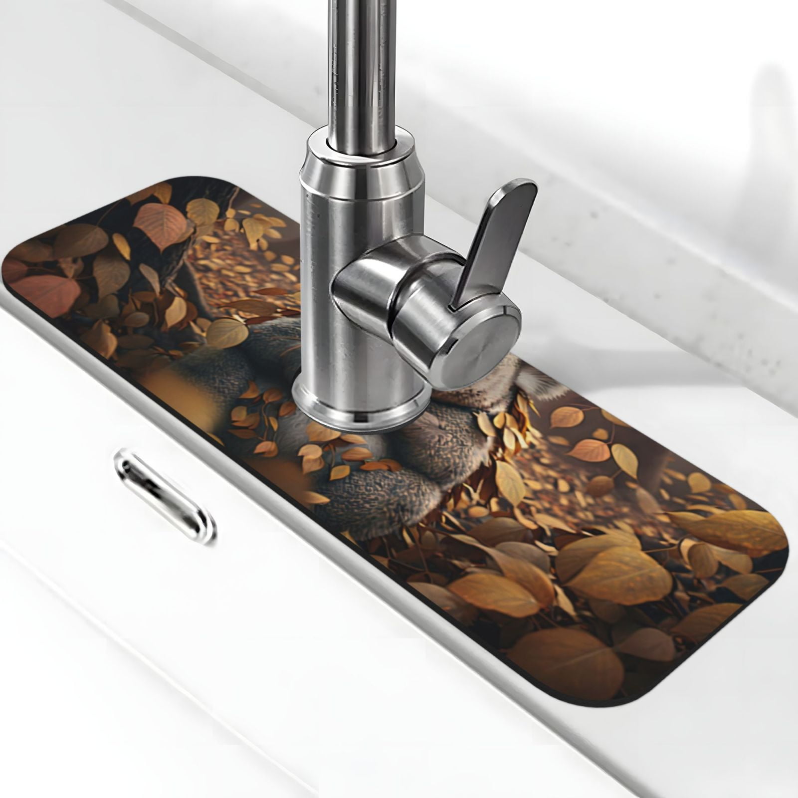 Pofeuu Cute Fallen Leaf Koala Print Splash Guard for Sink Faucet Sink ...