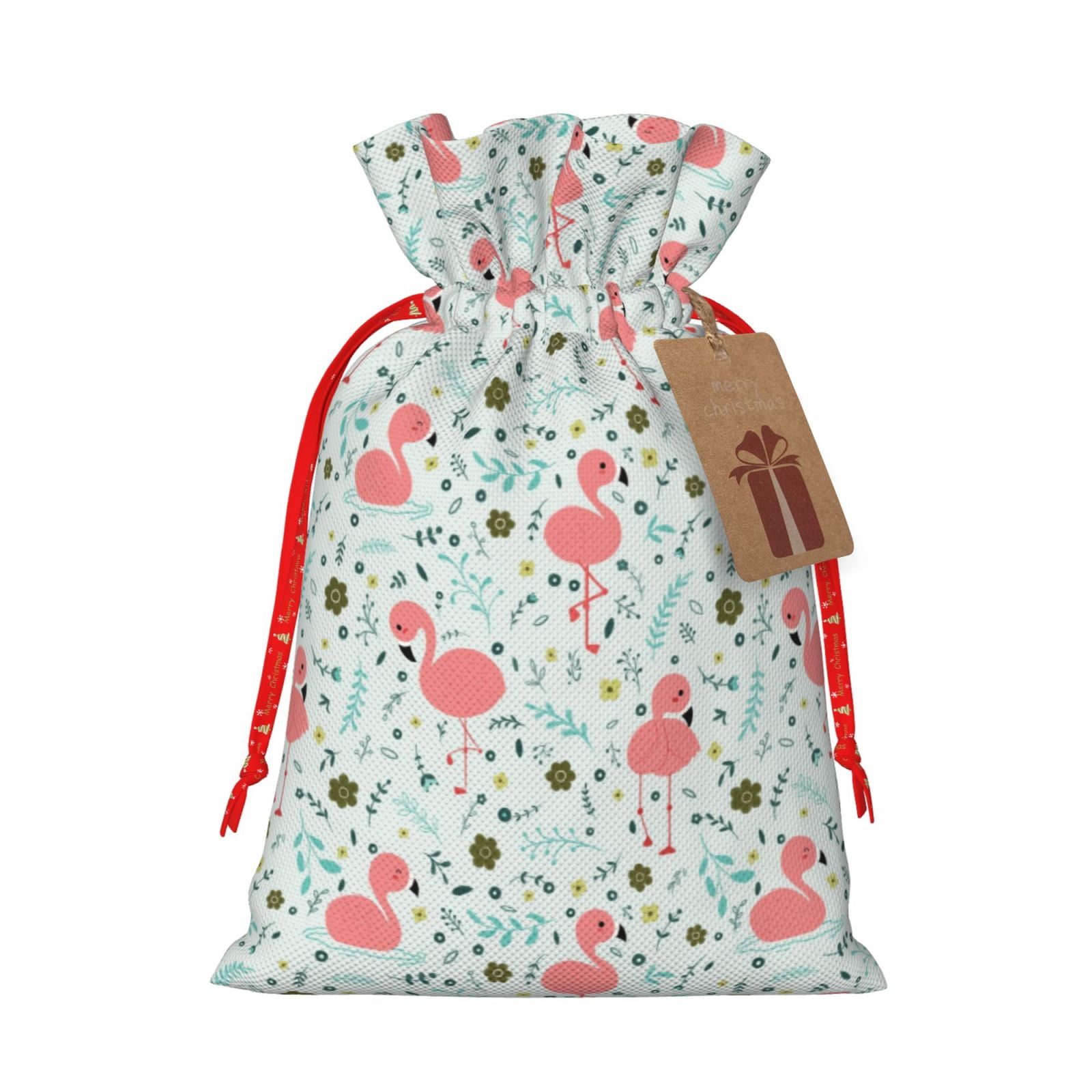 Pofeuu Cute Flamingo Print Burlap Bags with Drawstrings Drawstring Gift ...