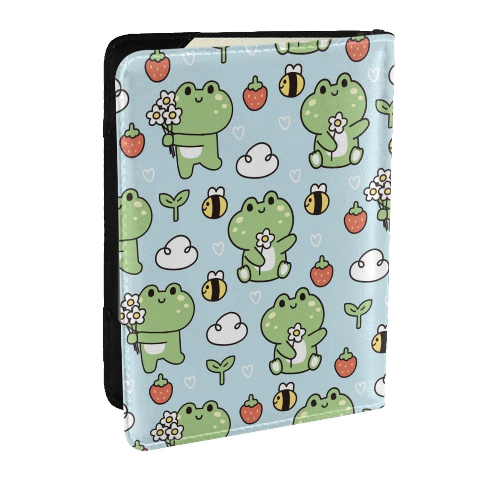 Pofeuu Cute Floral Frog Print Travel Document Organizer Passport Holder ...