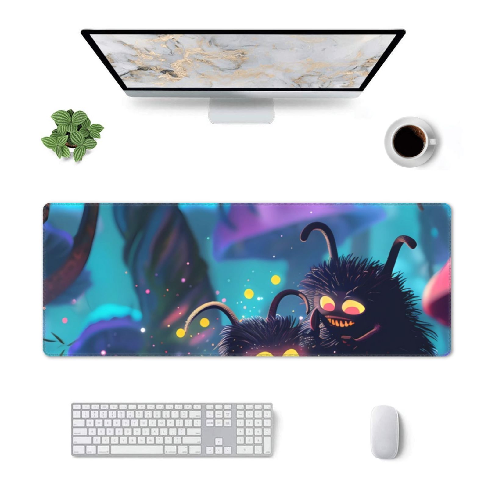 Pofeuu Cute Fuzzy Fantasy Creatures Print Desk Mat for Keyboard and ...