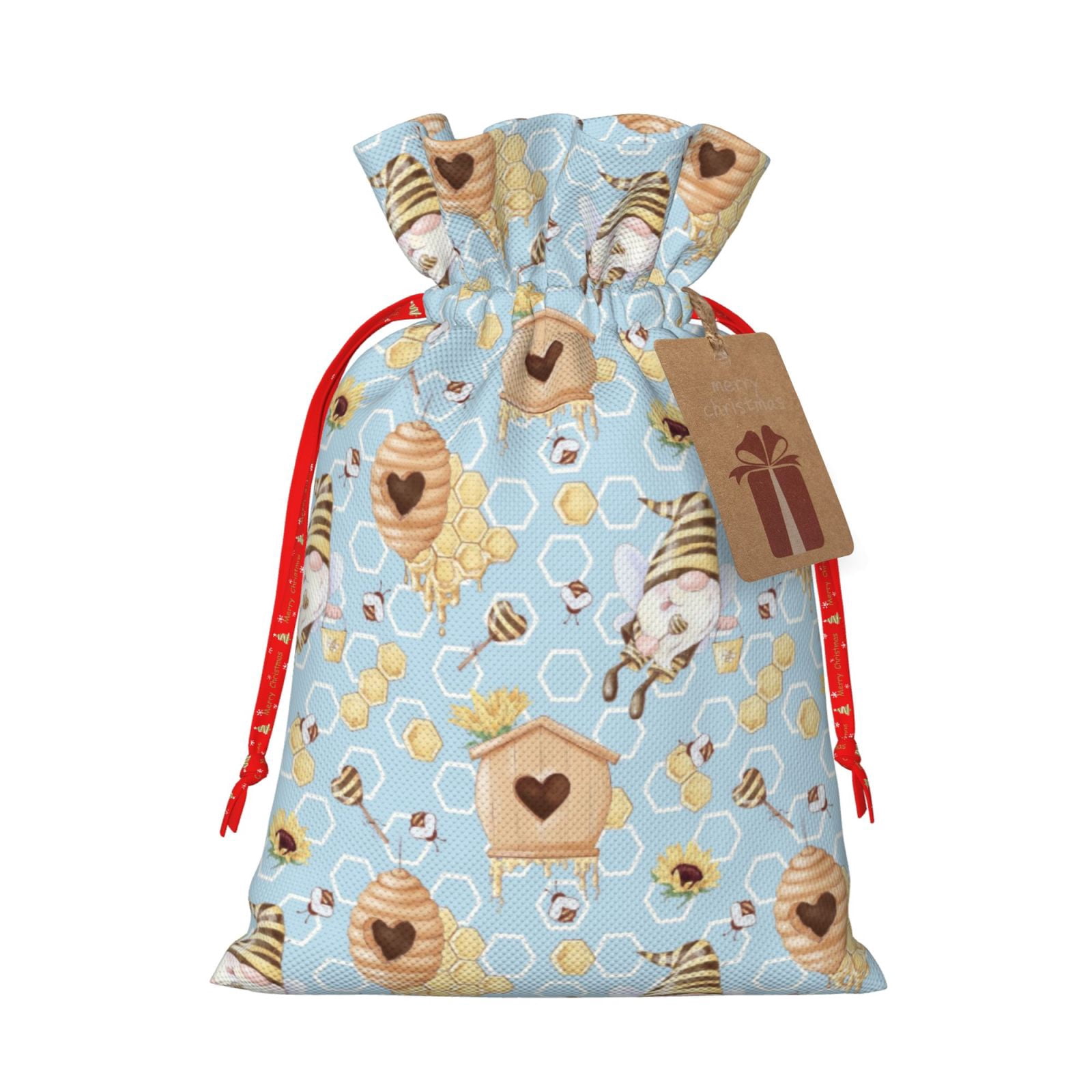 Pofeuu Cute Gnome Bee Collects Honey Print Burlap Bags with Drawstrings ...