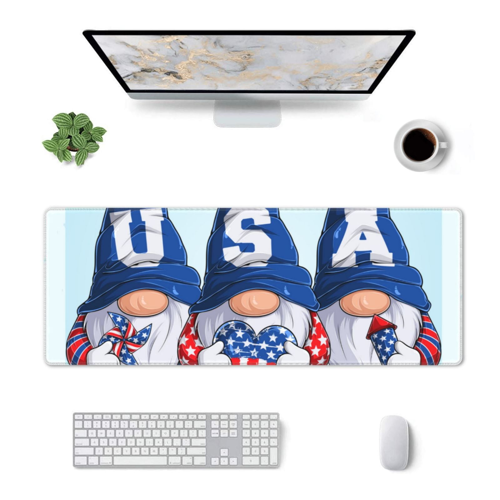 Pofeuu Cute Gnomes in USA Print Desk Mat for Keyboard and Mouse ...