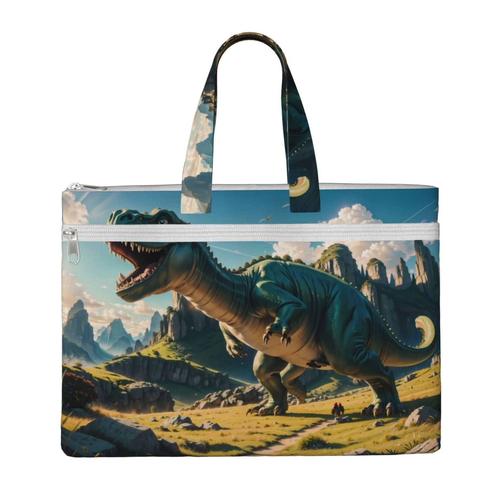 Pofeuu Cute Green Dinosaur Blue Sky Print Laptop Bag Carrying ...