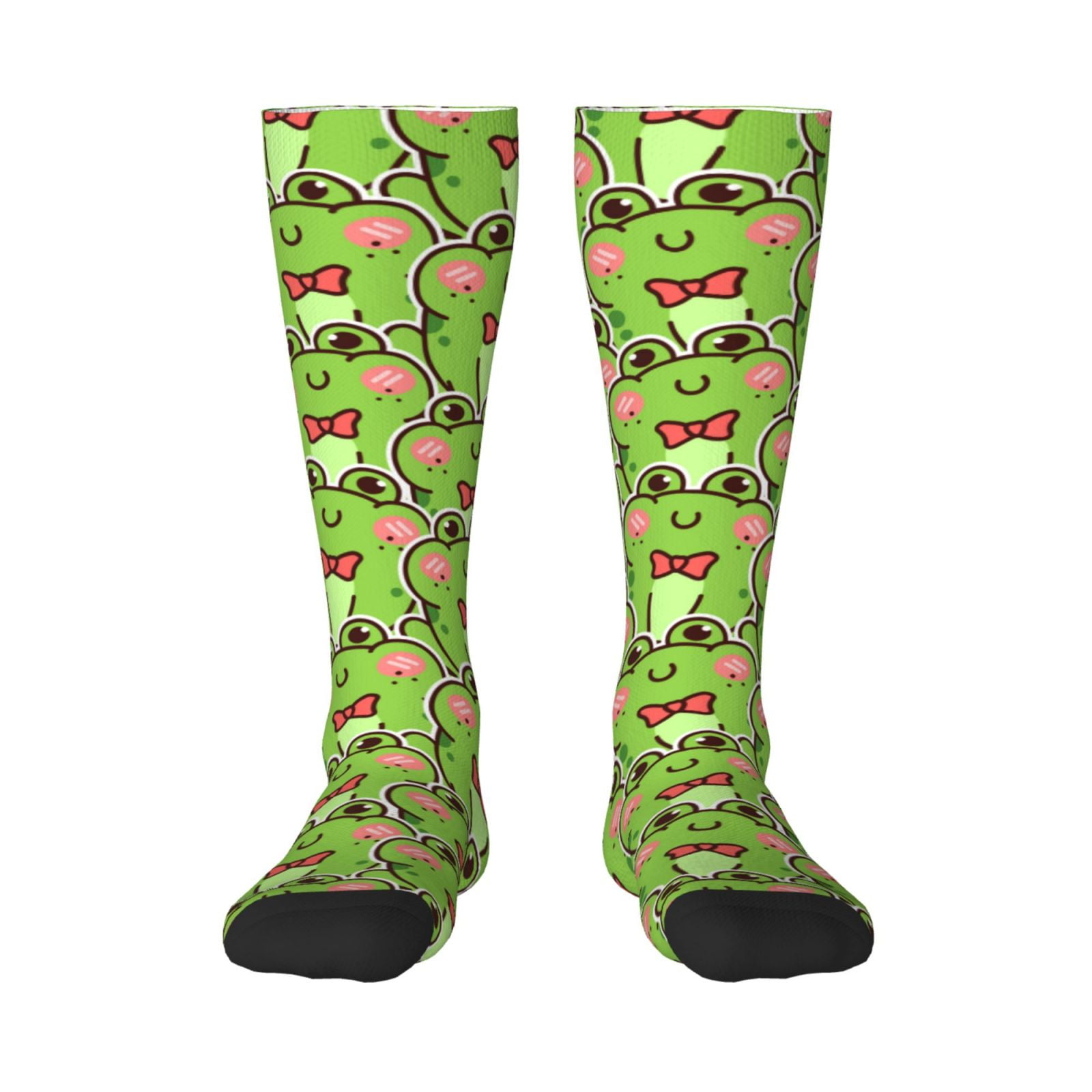 Pofeuu Cute Green Frog Print Stockings, Adult Running Hiking Socks for ...