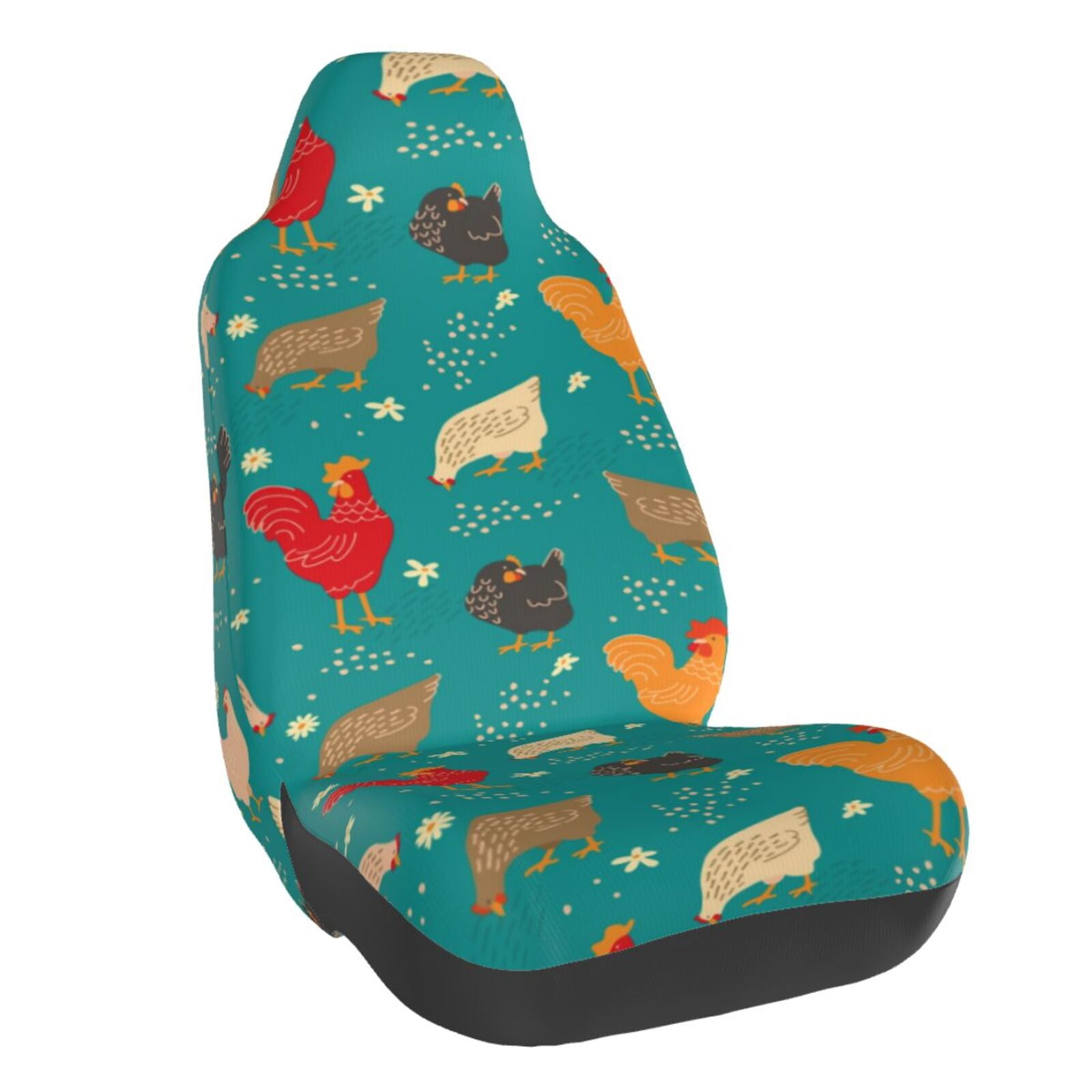 Pofeuu Cute Hens And Rooster Print Automotive Car Seat Covers Flat ...