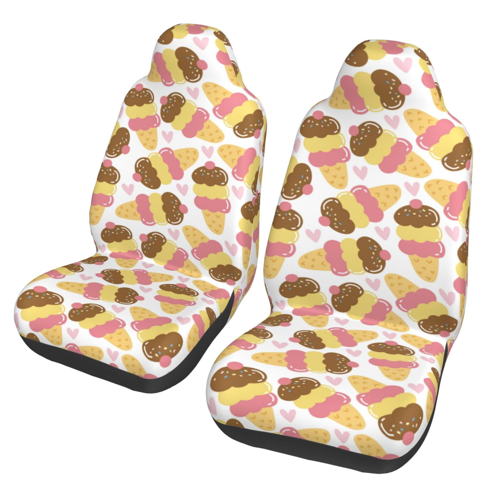 Pofeuu Cute Ice Cream Print Automotive Car Seat Covers Flat Cloth Full ...