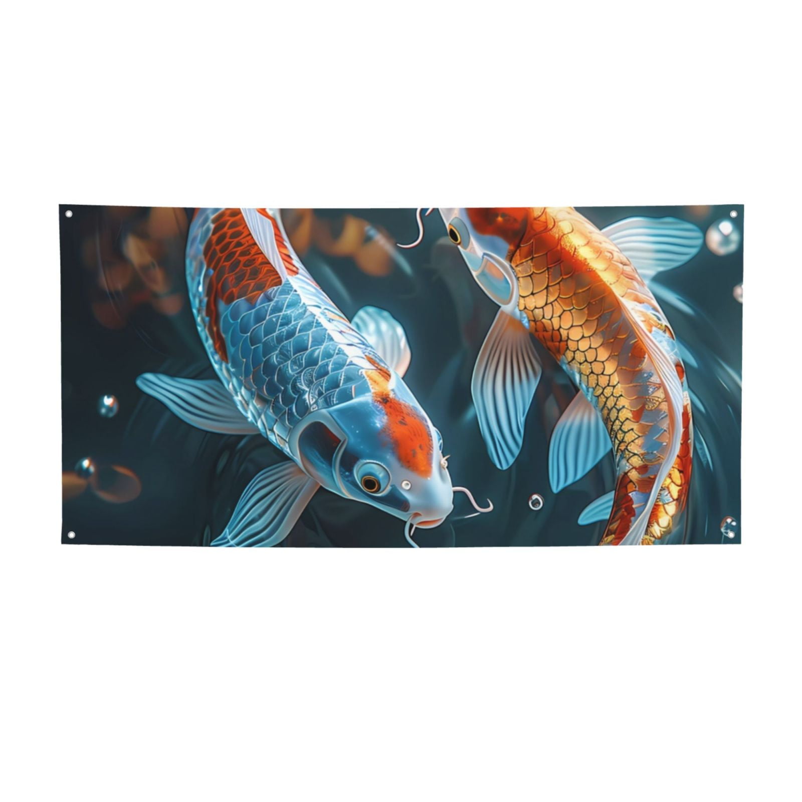Pofeuu Cute Koi Fish Serenity Print Colorful Yard Festival Banner Sign ...