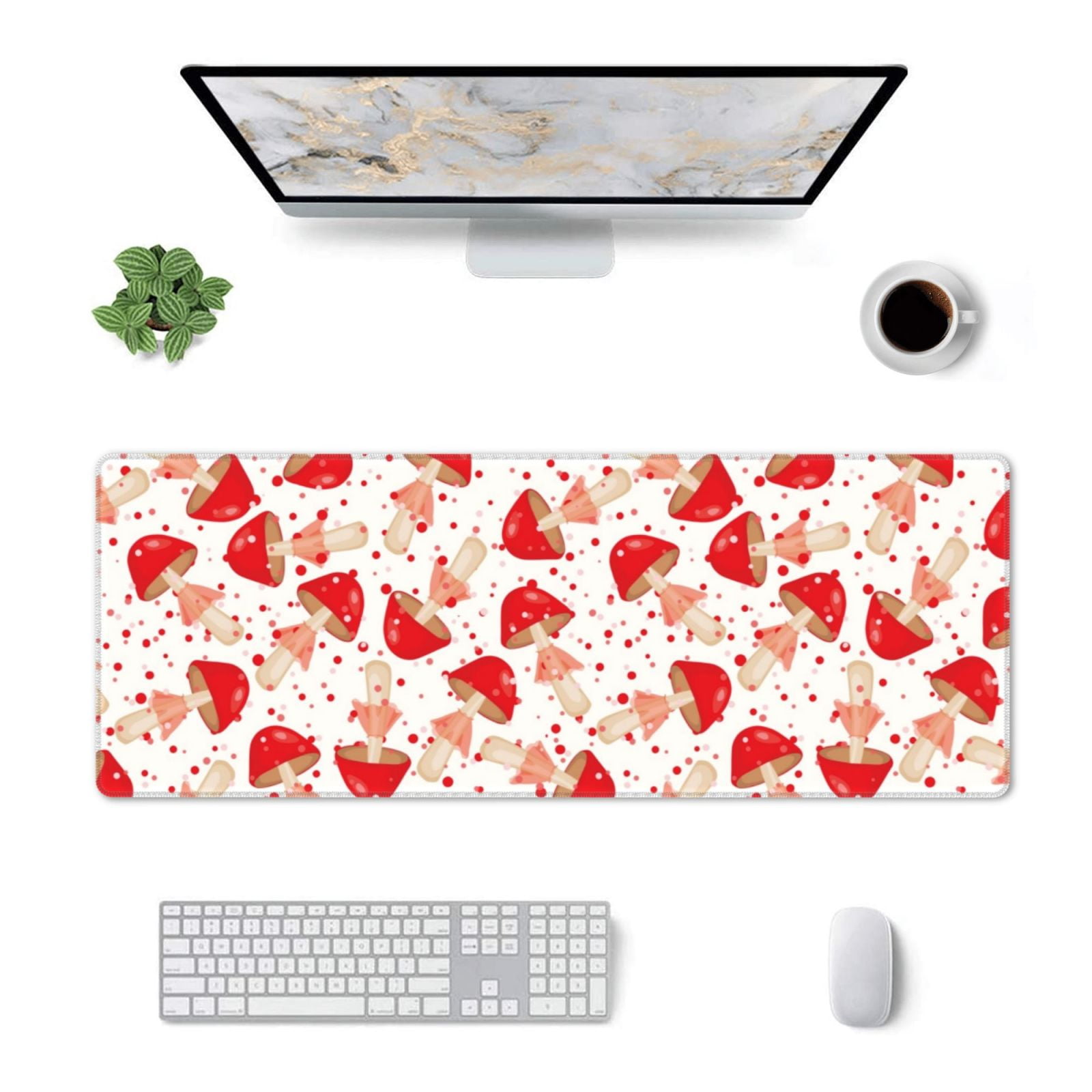 Pofeuu Cute Mushroom Print Desk Mat for Keyboard and Mouse，Computer ...