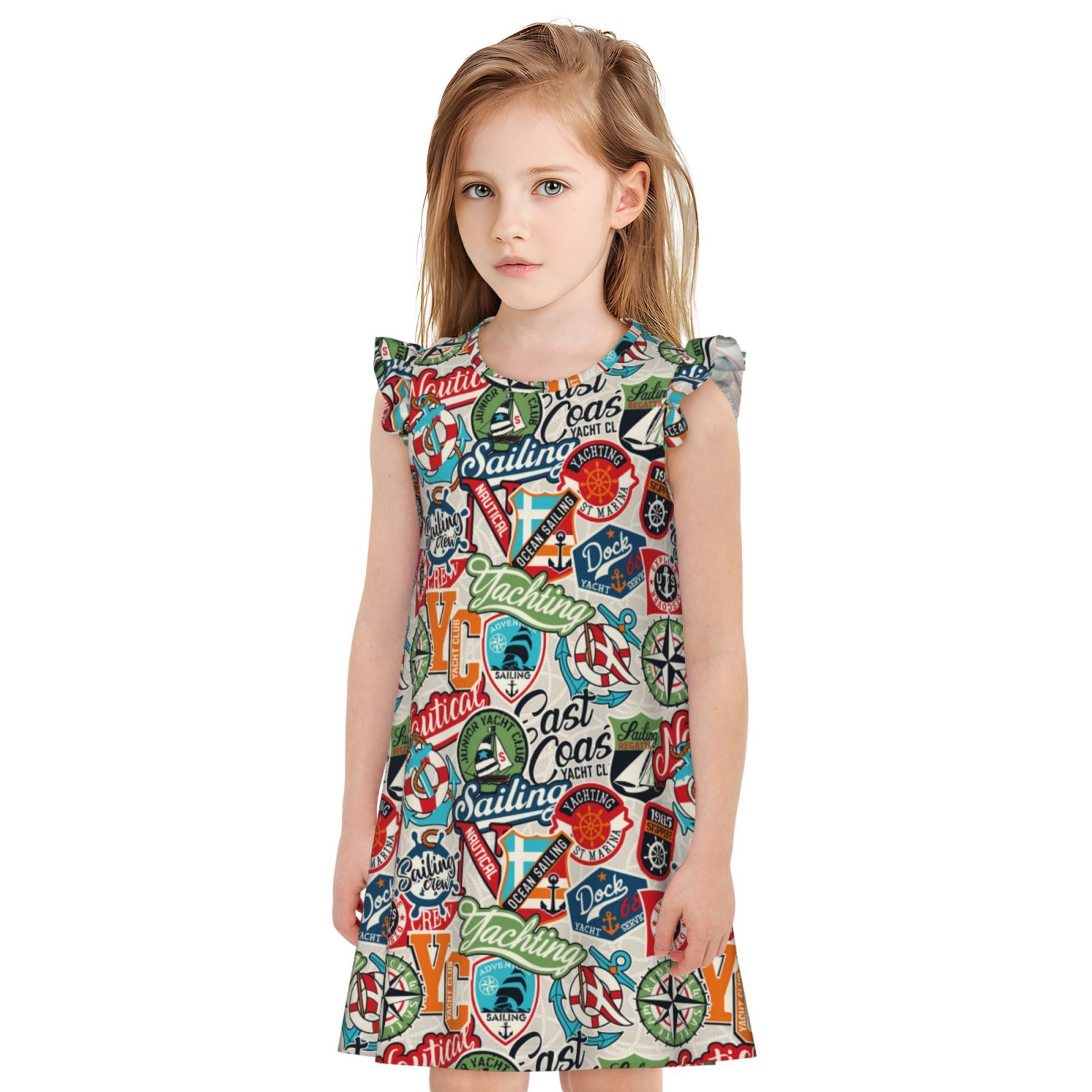 Pofeuu Cute Nautical Print Girls Nightgowns, Nightgown Princess Pajama ...