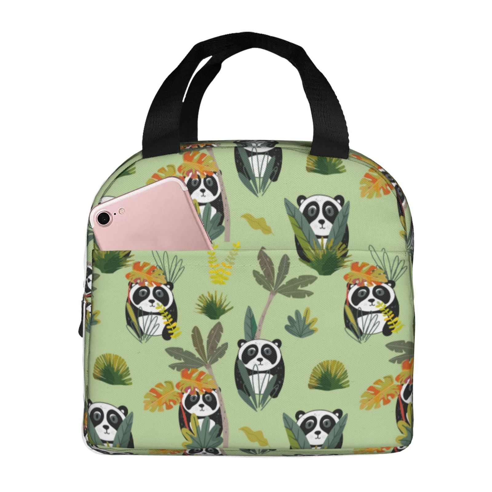 Pofeuu Cute Panda Bear In Greenery Forest Print Lunch Bag Lunch Box ...