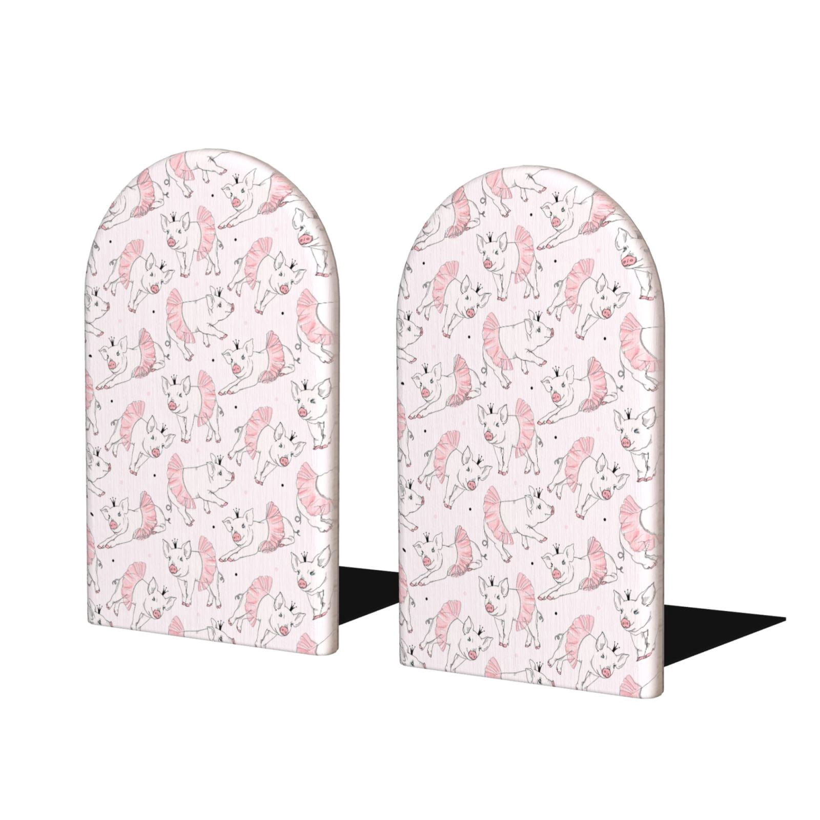 Pofeuu Cute Piggy Ballerina Print Large Bookend Hold Heavy Books- Wood ...
