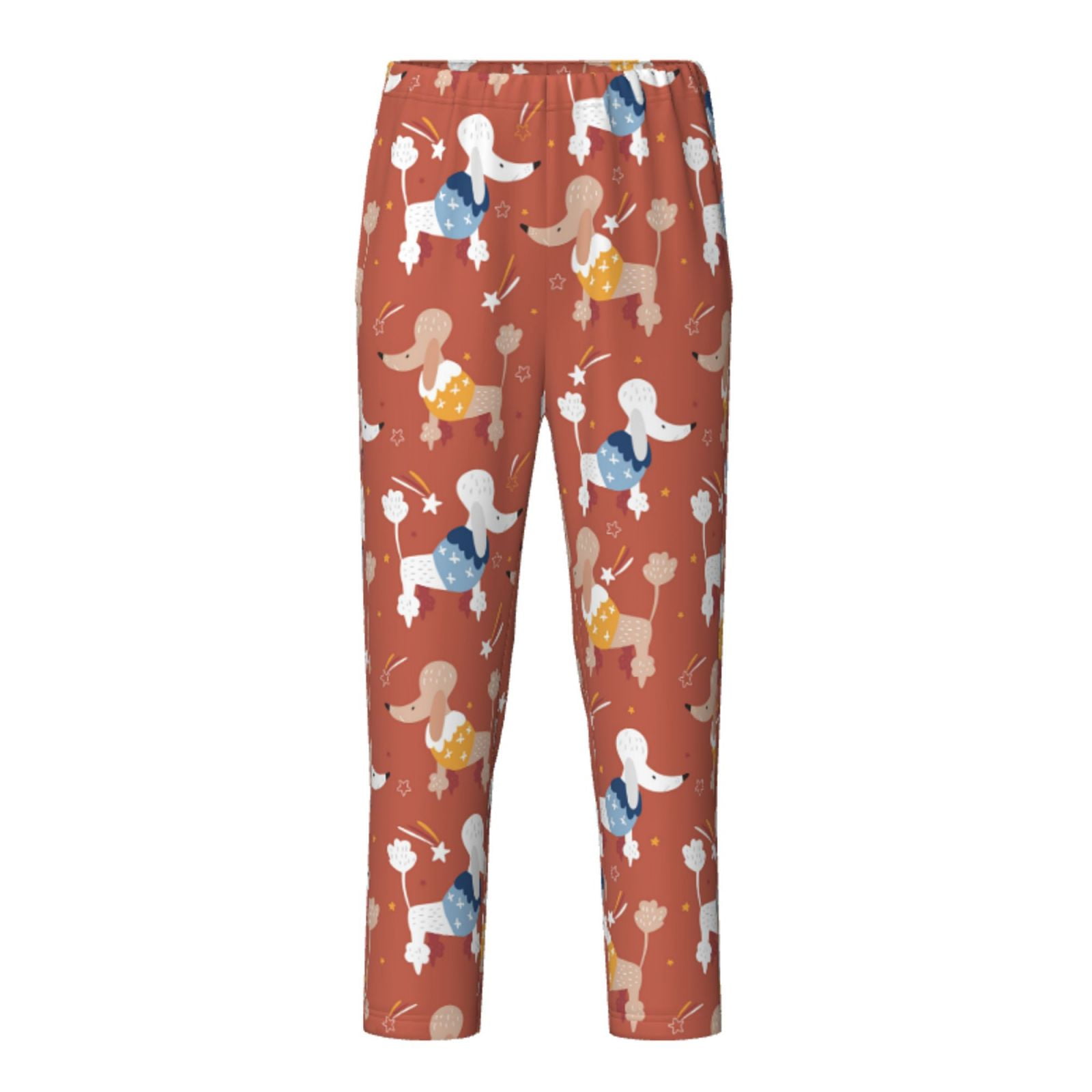 Pofeuu Cute Poodle Dog Print Teenagers' Pajama Pants, Soft Lounge ...