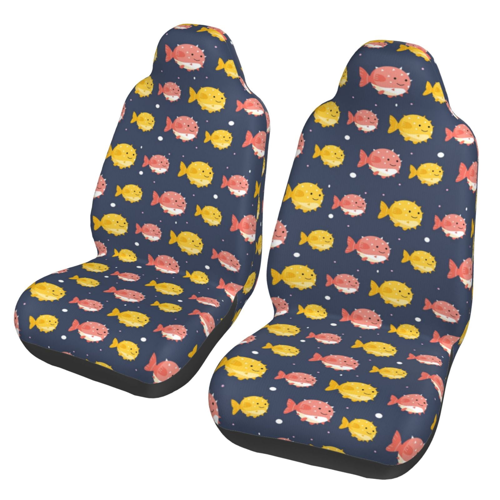 Pofeuu Cute Puffer Fish Print Automotive Car Seat Covers Flat Cloth ...