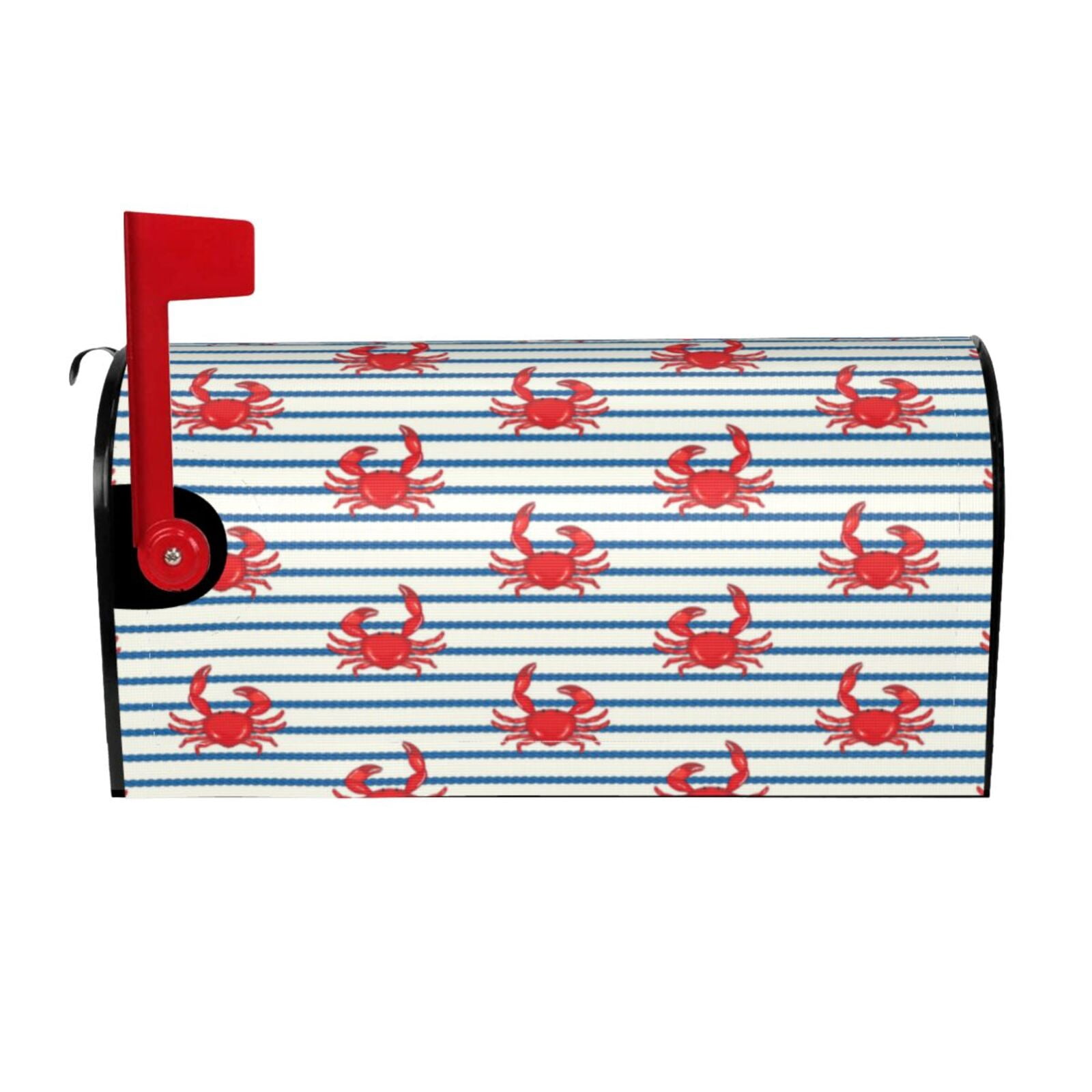 Pofeuu Cute Red Crabs With Nautical Print Mailbox Covers Letterbox ...