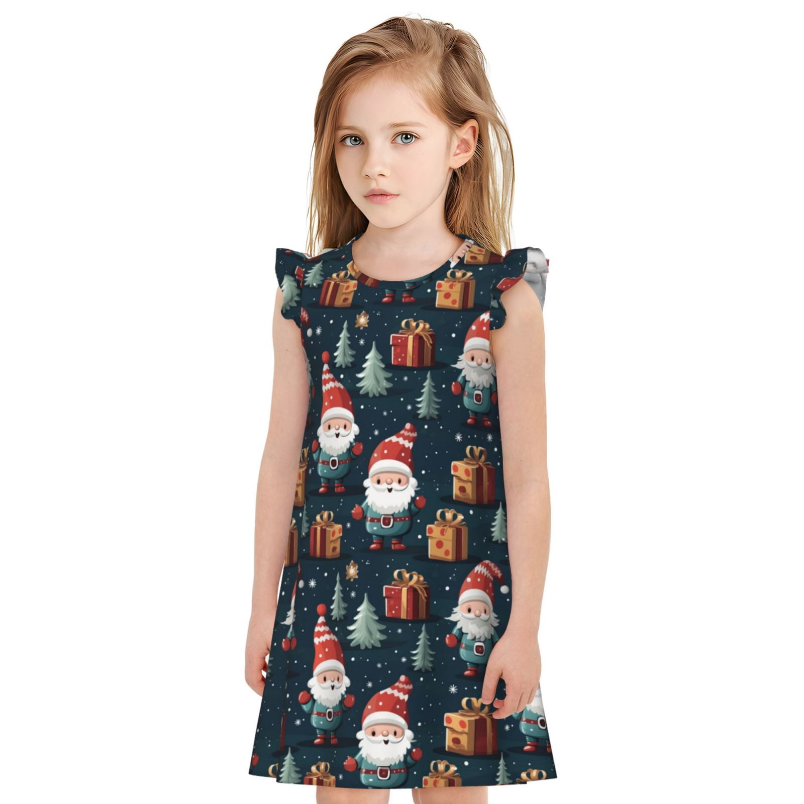 Pofeuu Cute Santa Claus Gift Print Girls Nightgowns, Nightgown Princess ...