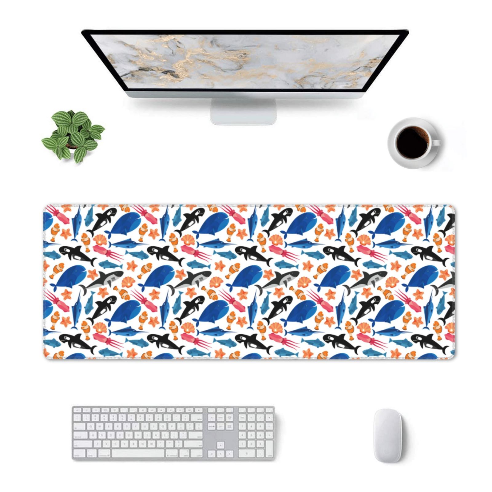 Pofeuu Cute Sea Animals Print Desk Mat for Keyboard and Mouse，Computer ...