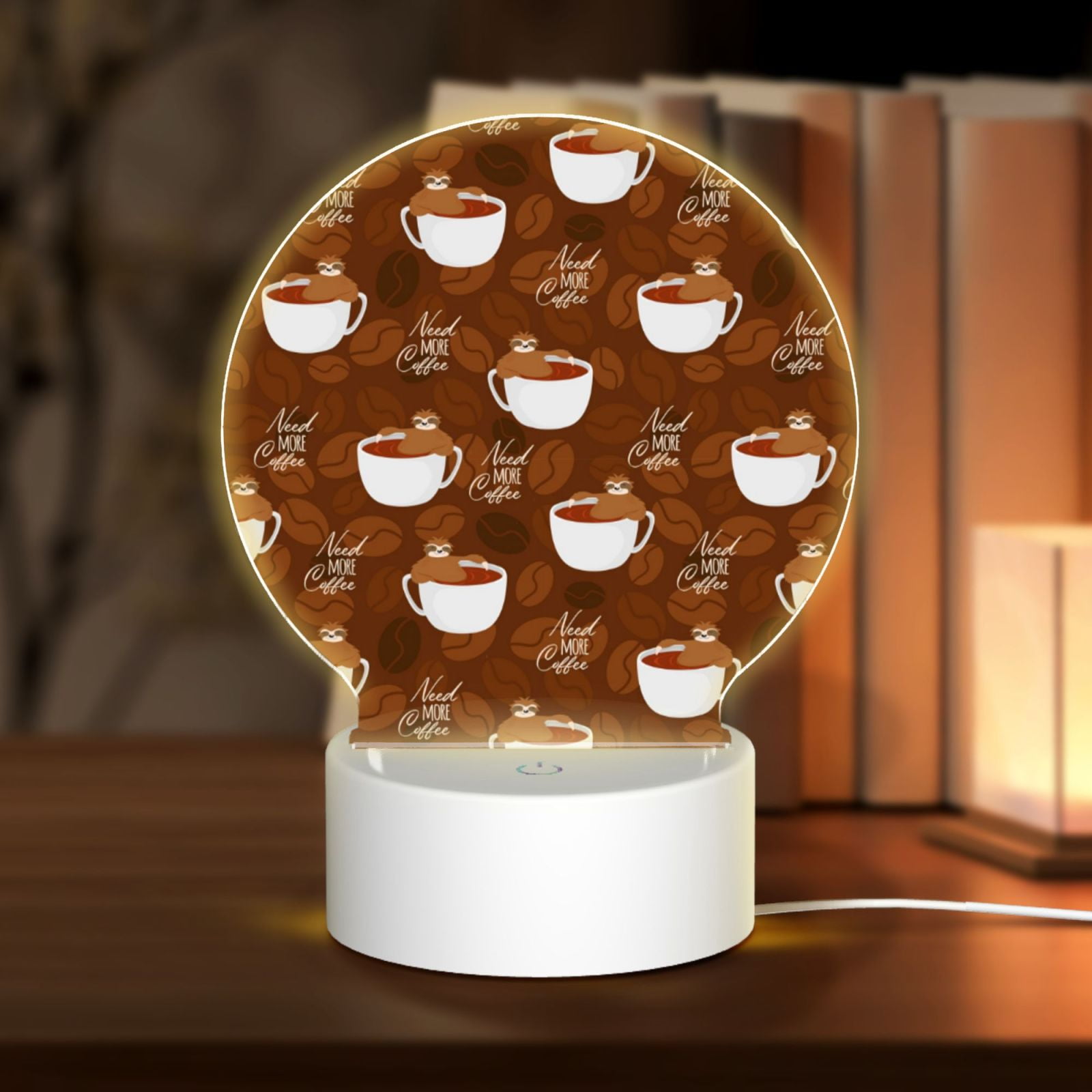 Pofeuu Cute Sloths Bear Relaxing In Coffee Cup Print LED Christmas ...