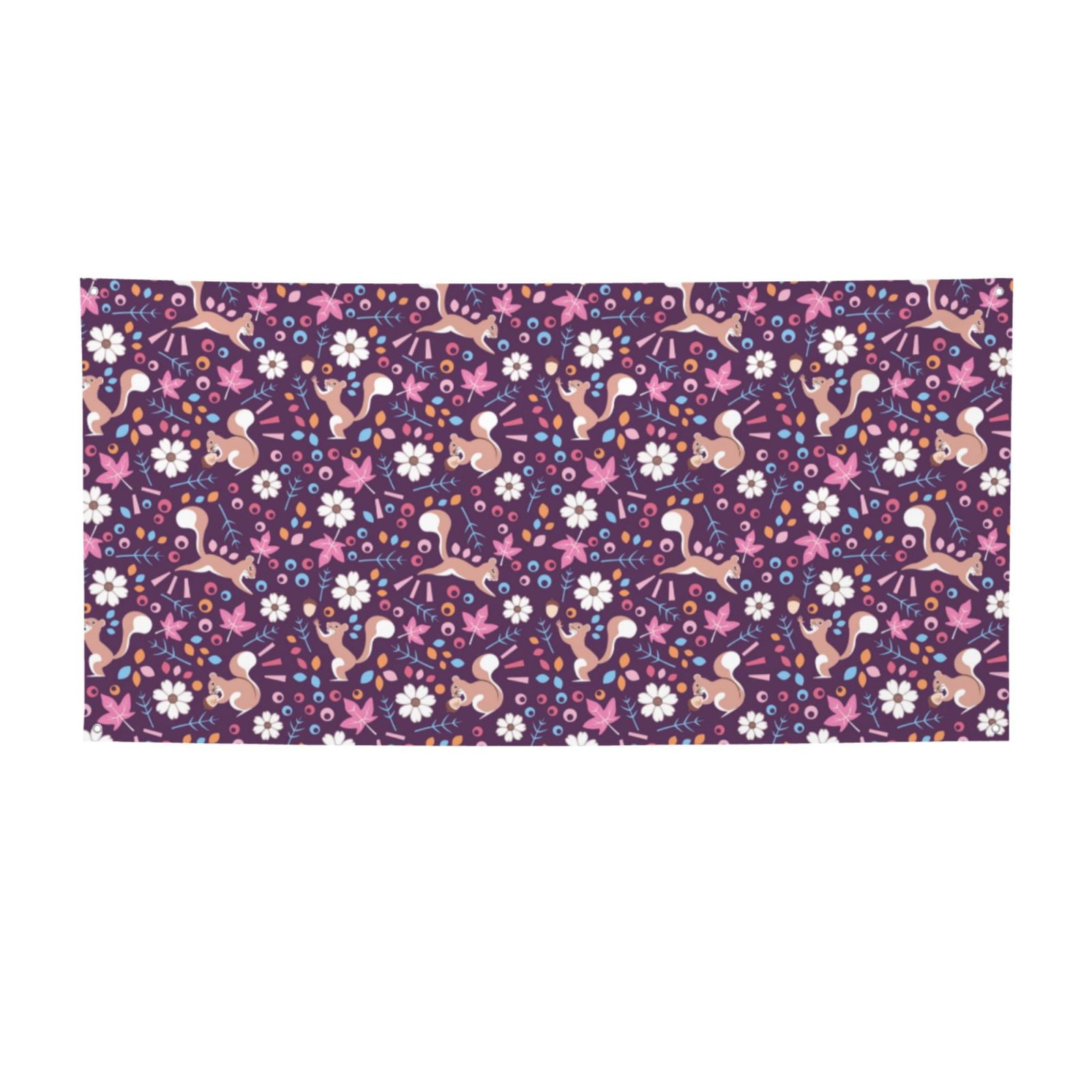 Pofeuu Cute Squirrel Floral Print Colorful Yard Festival Banner Sign ...