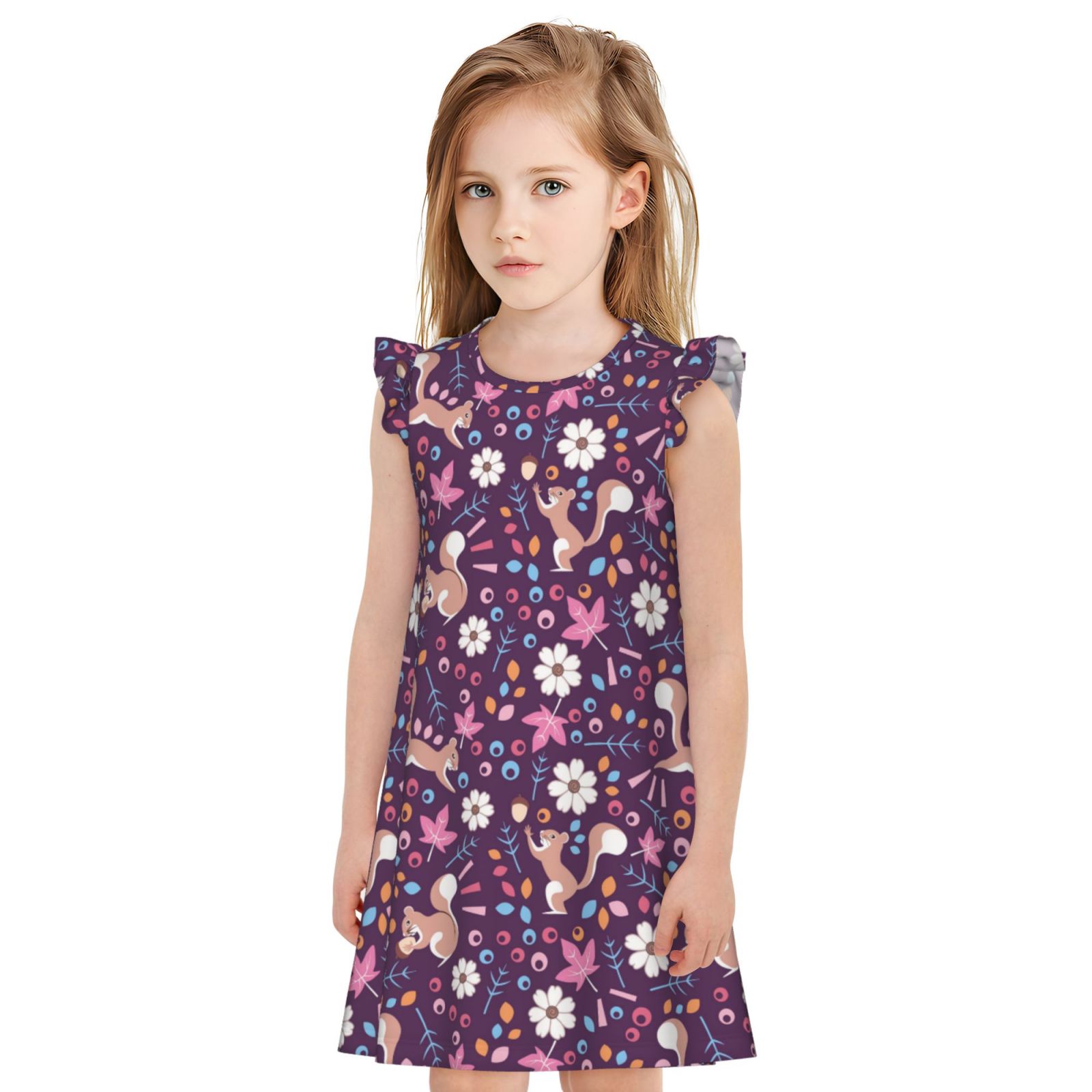 Pofeuu Cute Squirrel Floral Print Girls Nightgowns, Nightgown Princess ...