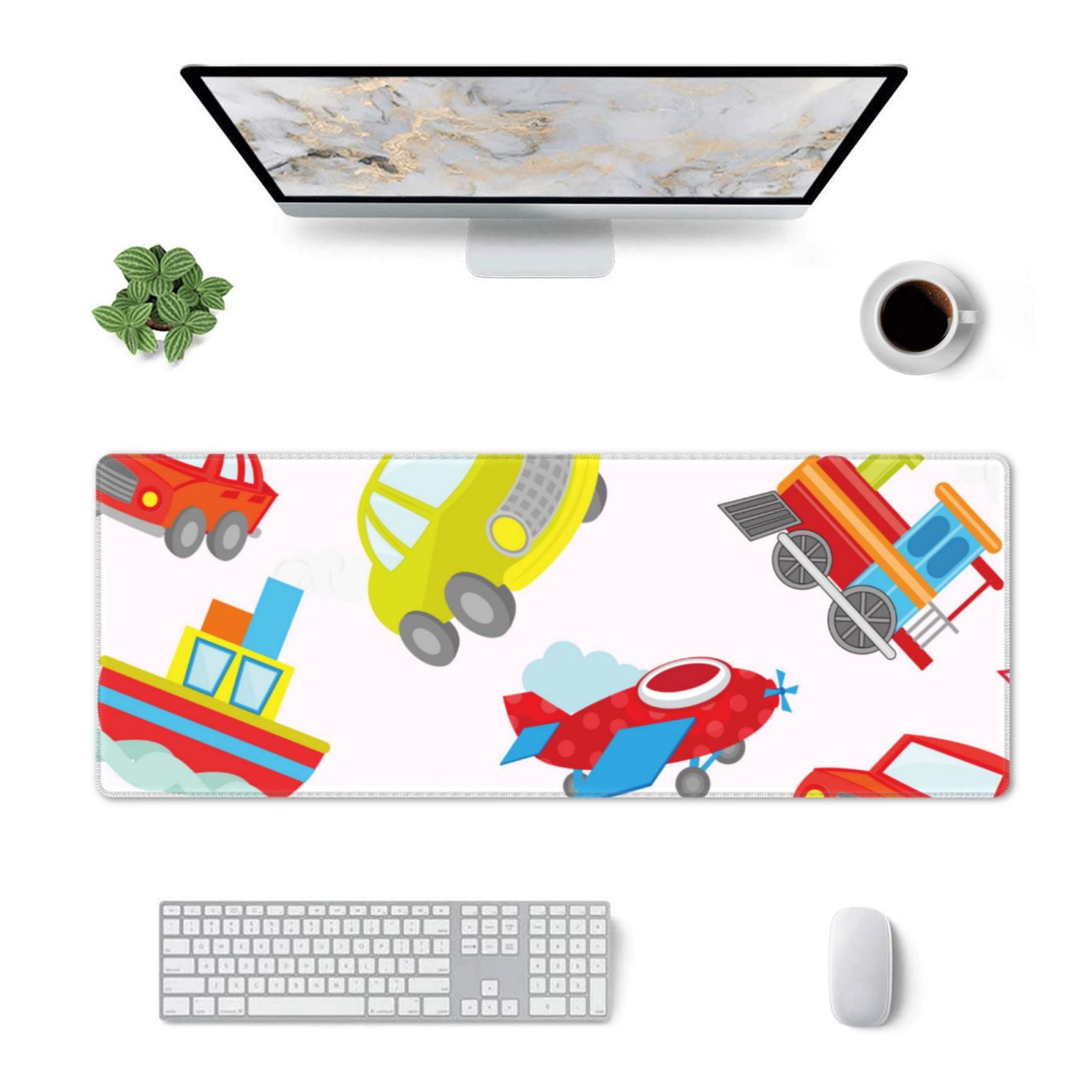 Pofeuu Cute Transport Print Desk Mat for Keyboard and Mouse，Computer ...