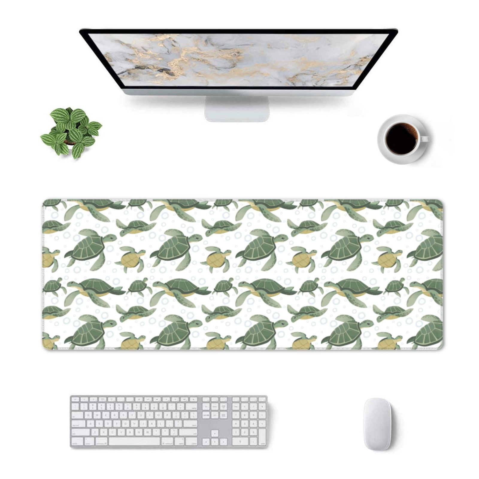 Pofeuu Cute Turtle Print Desk Mat for Keyboard and Mouse，Computer Desk ...