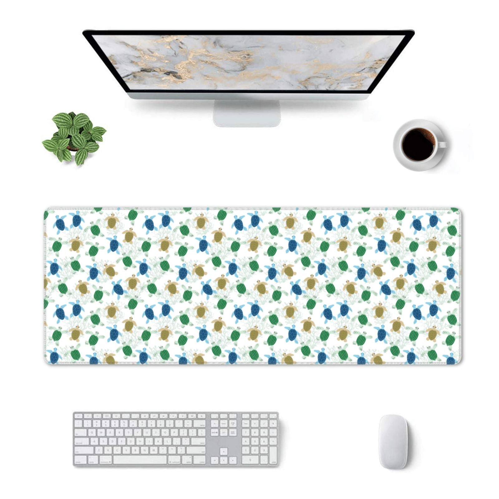 Pofeuu Cute Turtle Print Desk Mat for Keyboard and Mouse，Computer Desk ...