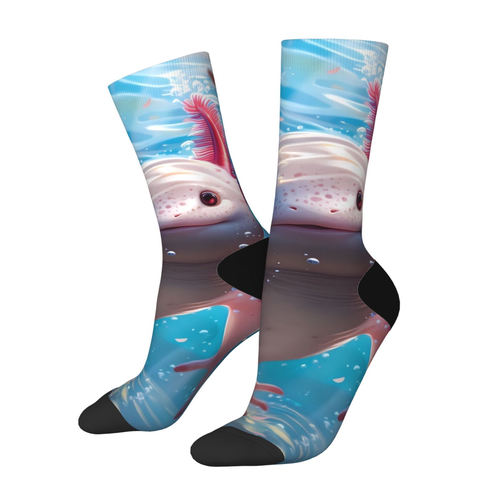 Pofeuu Cute Underwater Axolotl Print Crew Socks, Adult Running Hiking ...
