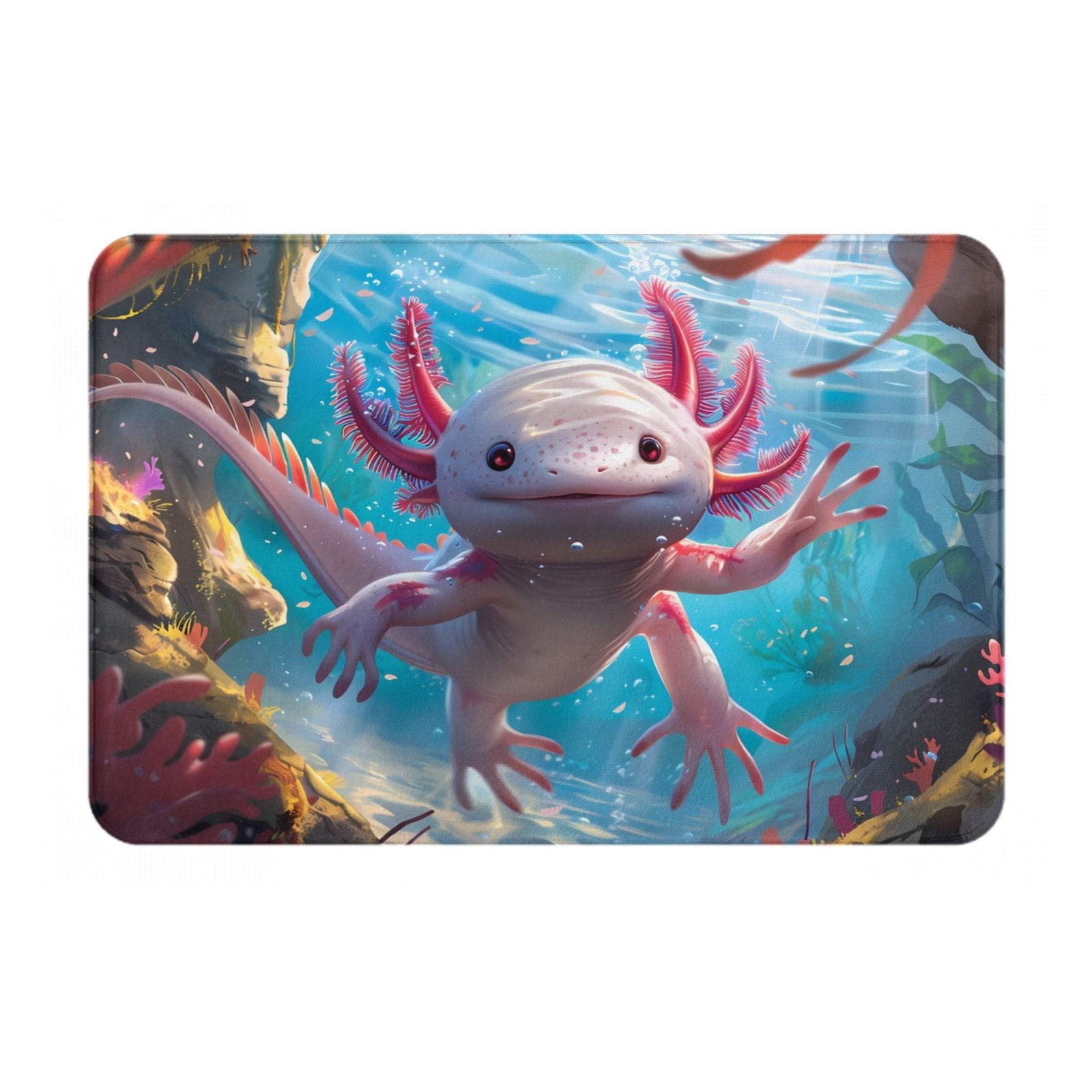 Pofeuu Cute Underwater Axolotl Print Flannel Doormats Rug16"x24"Rug ...