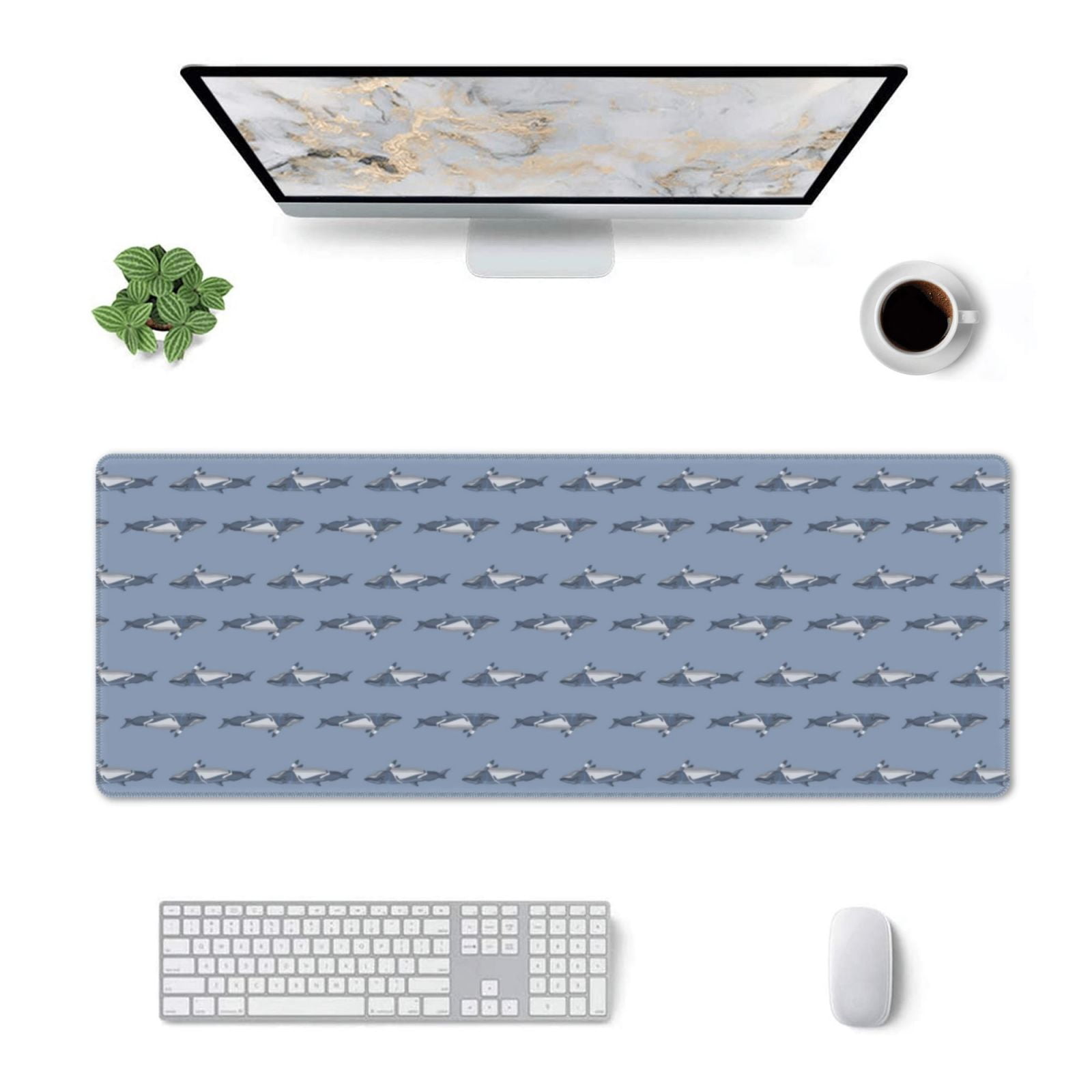 Pofeuu Cute Whale Print Desk Mat for Keyboard and Mouse，Computer Desk ...