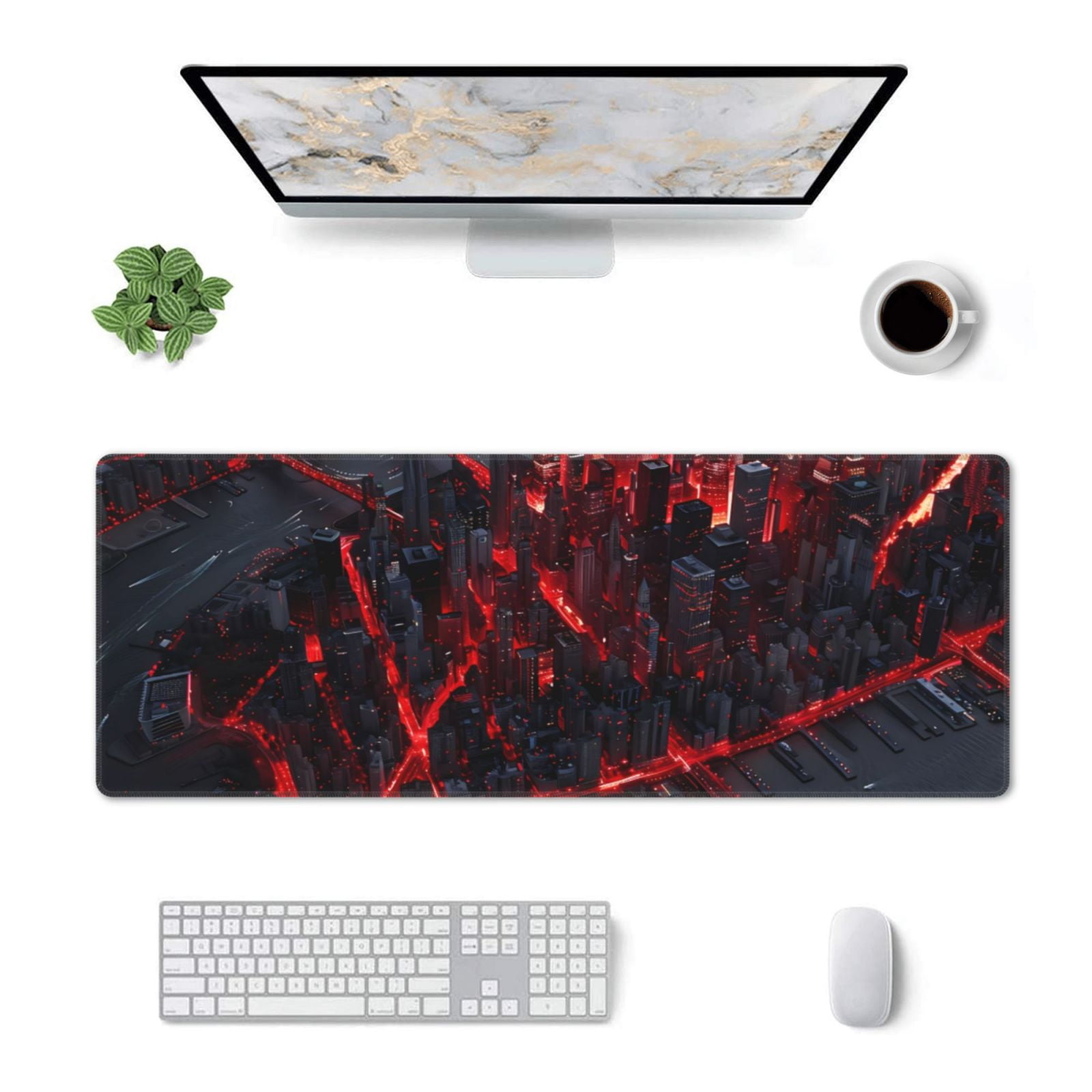 Pofeuu Cyberpunk Cityscape Lights Print Desk Mat for Keyboard and Mouse ...