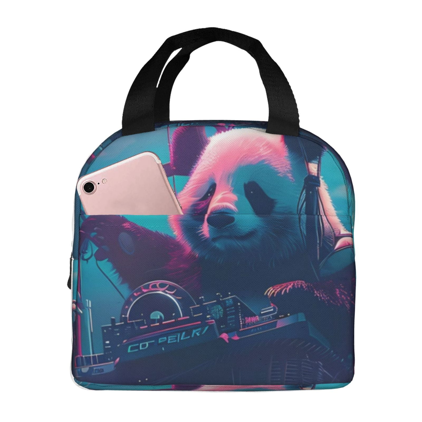 Pofeuu DJ Panda Hot Air Balloon Print Lunch Bag Lunch Box Insulated ...