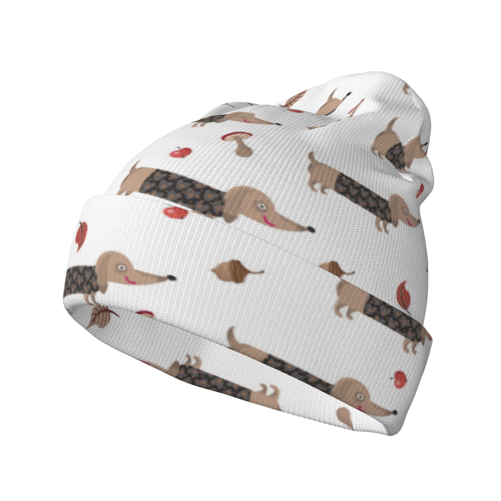 Pofeuu Dachshund Dog Print Beanie Hat for Men Women Knit Winter Hat ...