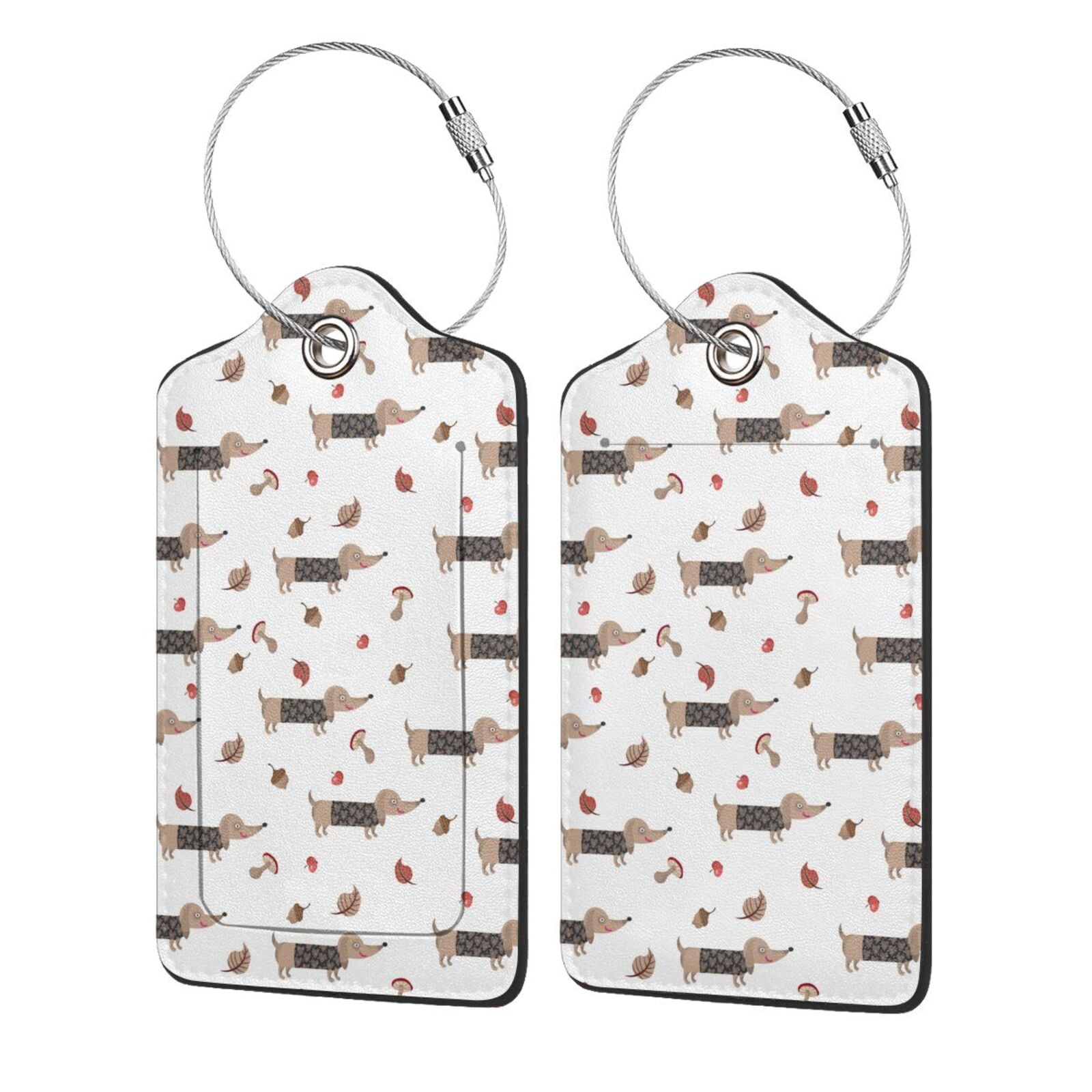 Pofeuu Dachshund Dog Print Luggage Tags, Privacy Cover ID Label with ...