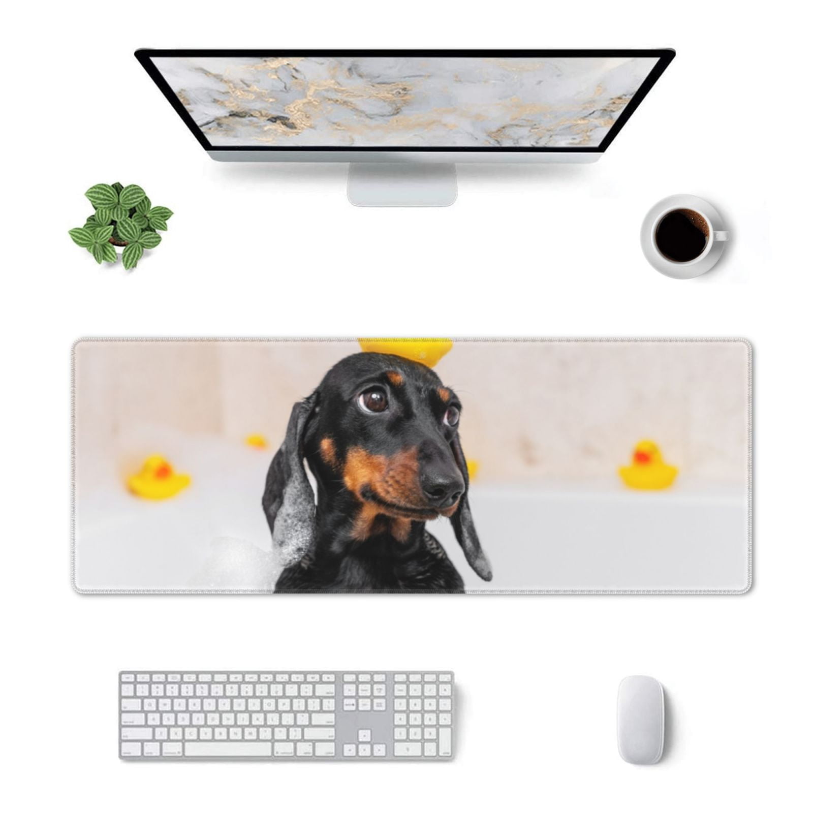 Pofeuu Dachshund Sitting in Bathtub Print Desk Mat for Keyboard and ...