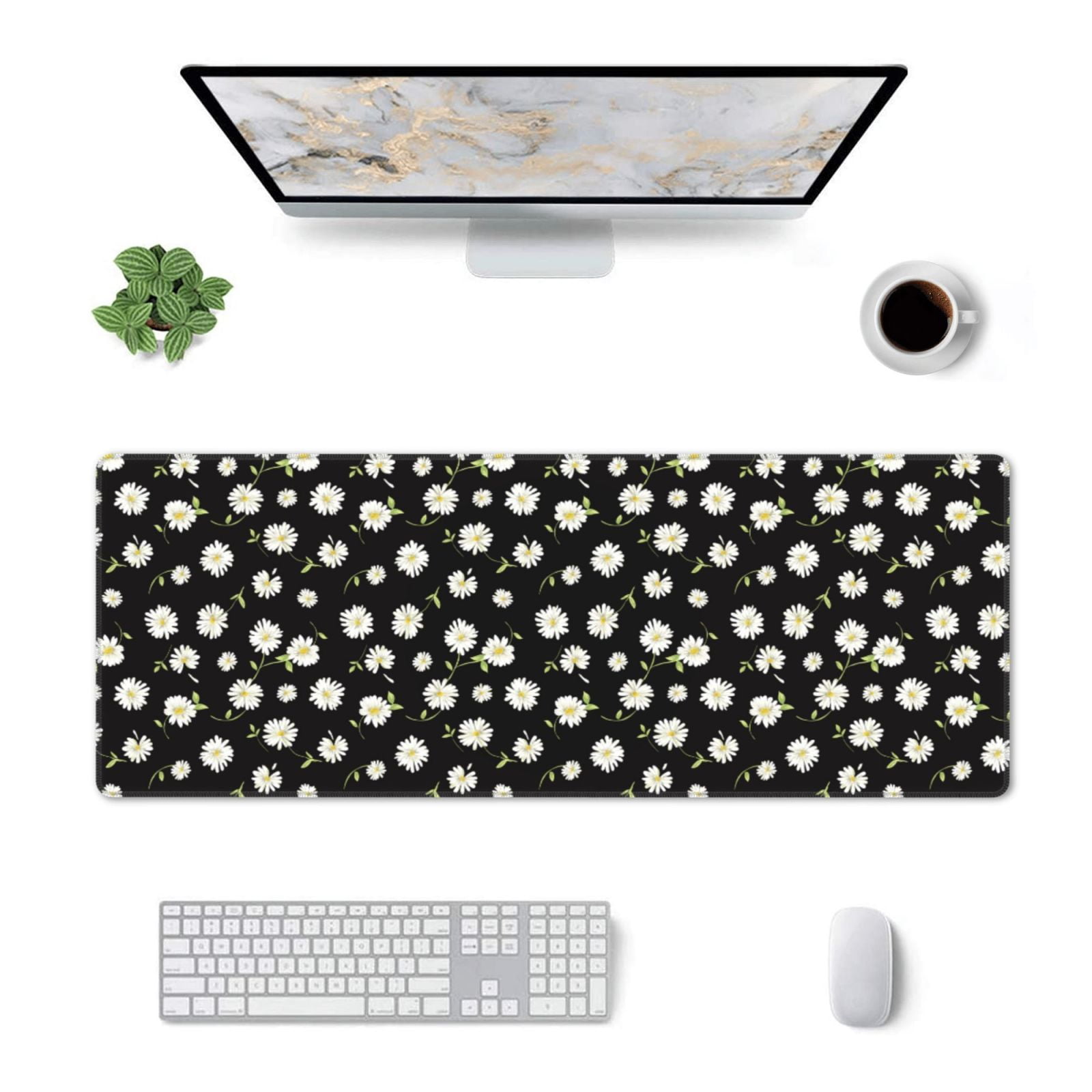 Pofeuu Daisies Flowers Print Desk Mat for Keyboard and Mouse，Computer ...
