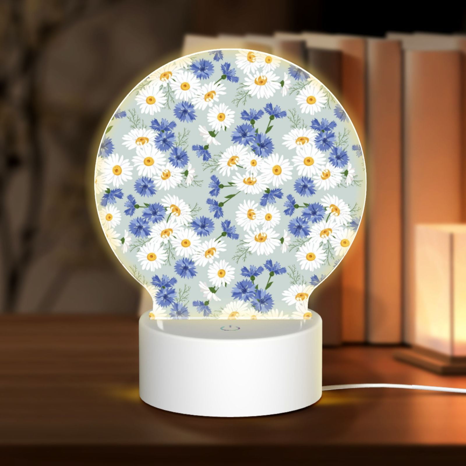 Pofeuu Daisies Flowers Print LED Christmas Night Light Lamp Base Gift ...