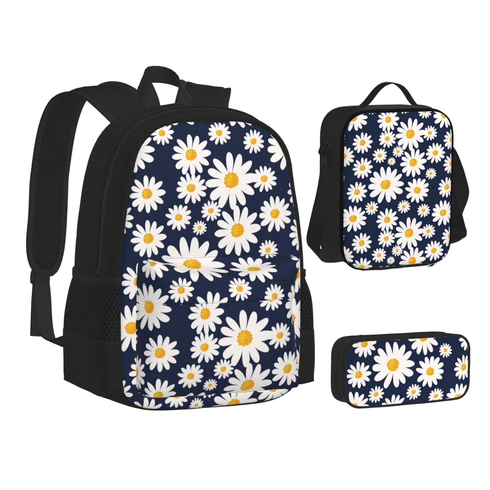 Pofeuu Daisy Floral Print Backpack Travel Backpacks With Lunch Bag ...