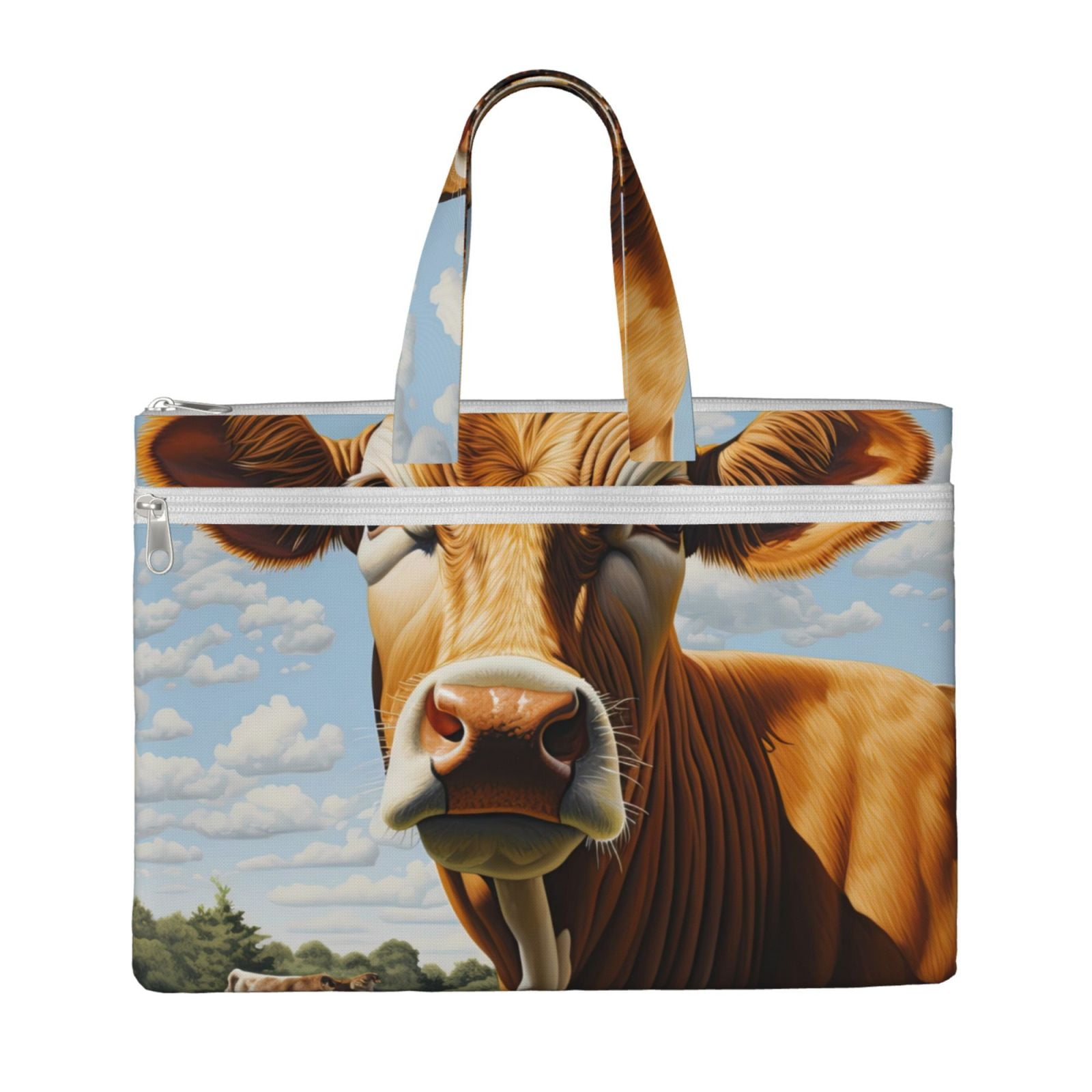 Pofeuu Daisy Flower Field Cow Print Laptop Bag Carrying - Computer Bag ...