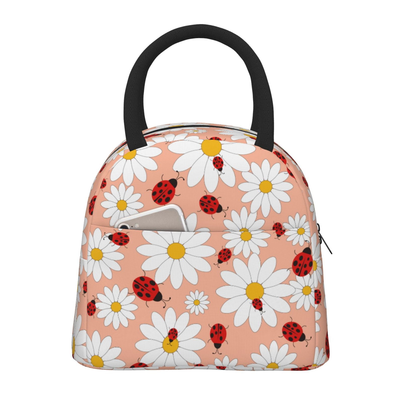 Pofeuu Daisy and Ladybug Print Lunch Bag for Adult Insulated Lunch Box ...