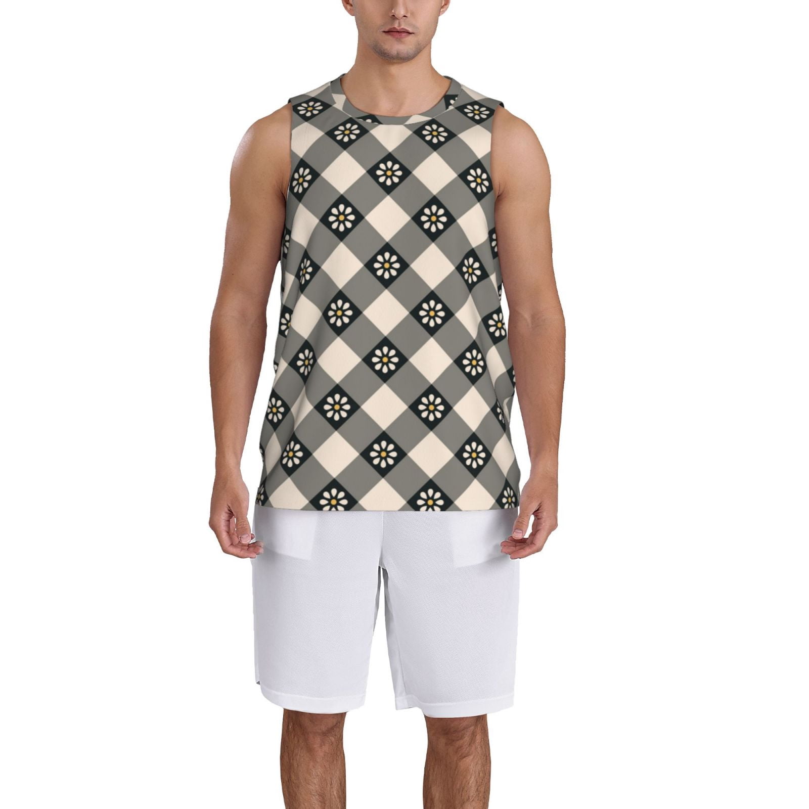 Pofeuu Daisy Plaid Black Print Basketball Jersey, Shirts for Men Youth ...