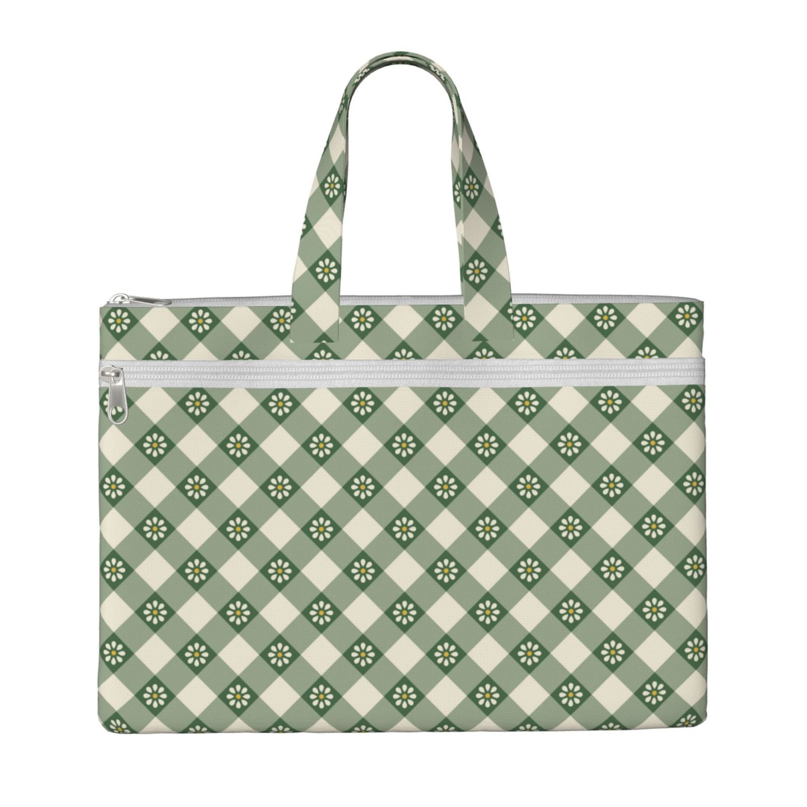 Pofeuu Daisy Plaid Green Print Laptop Bag Carrying - Computer Bag ...