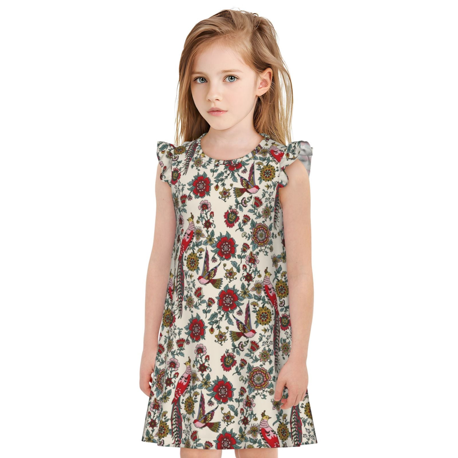 Pofeuu Dark Enchanted Flowers And Birds Print Girls Nightgowns ...