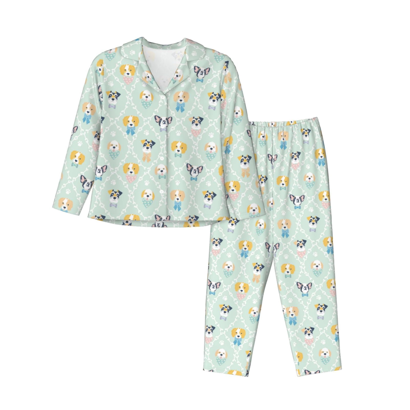 Pofeuu Different Breeds of Dogs Print Womens Pajamas Set Long Sleeve ...