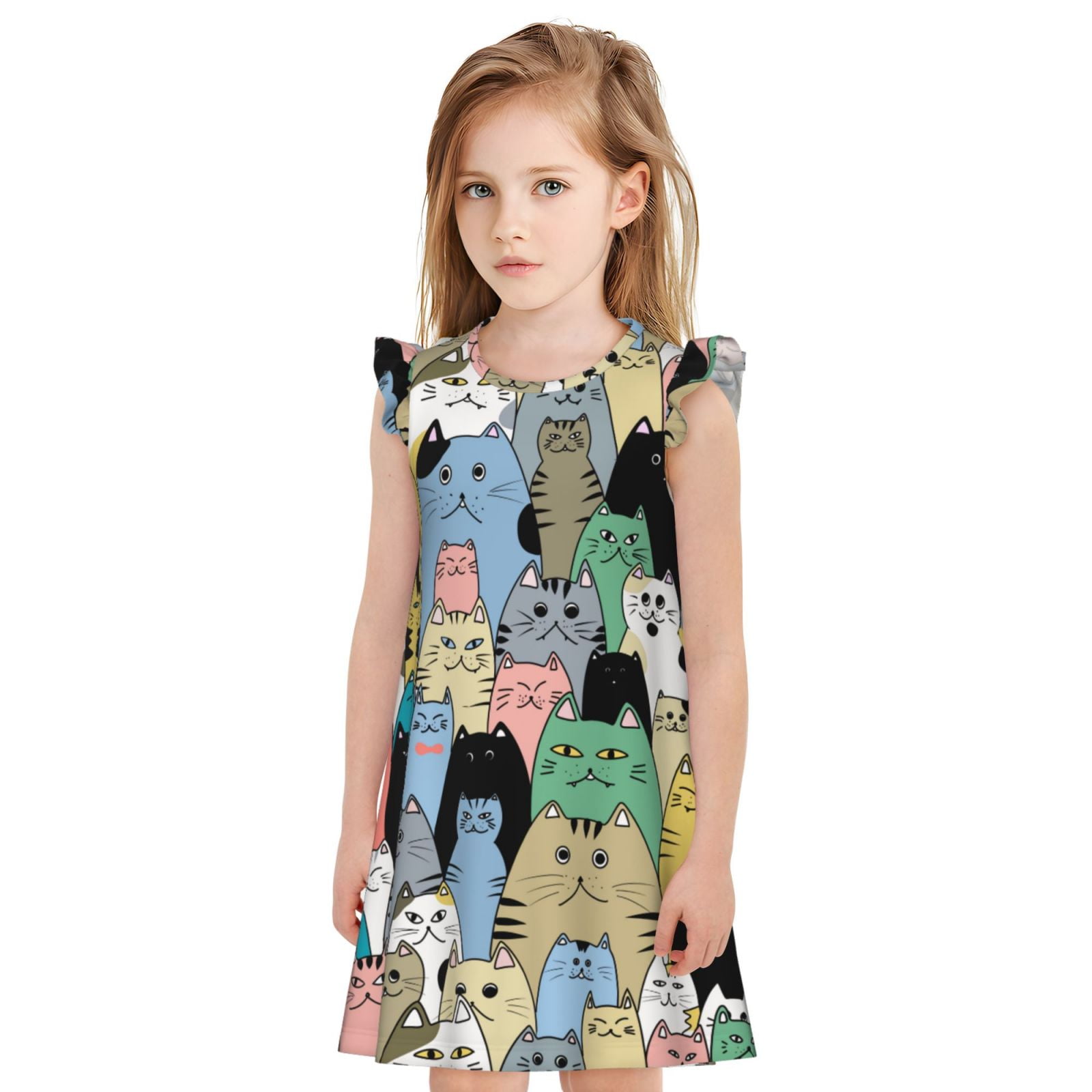 Pofeuu Different Cats Print Girls Nightgowns, Nightgown Princess Pajama ...