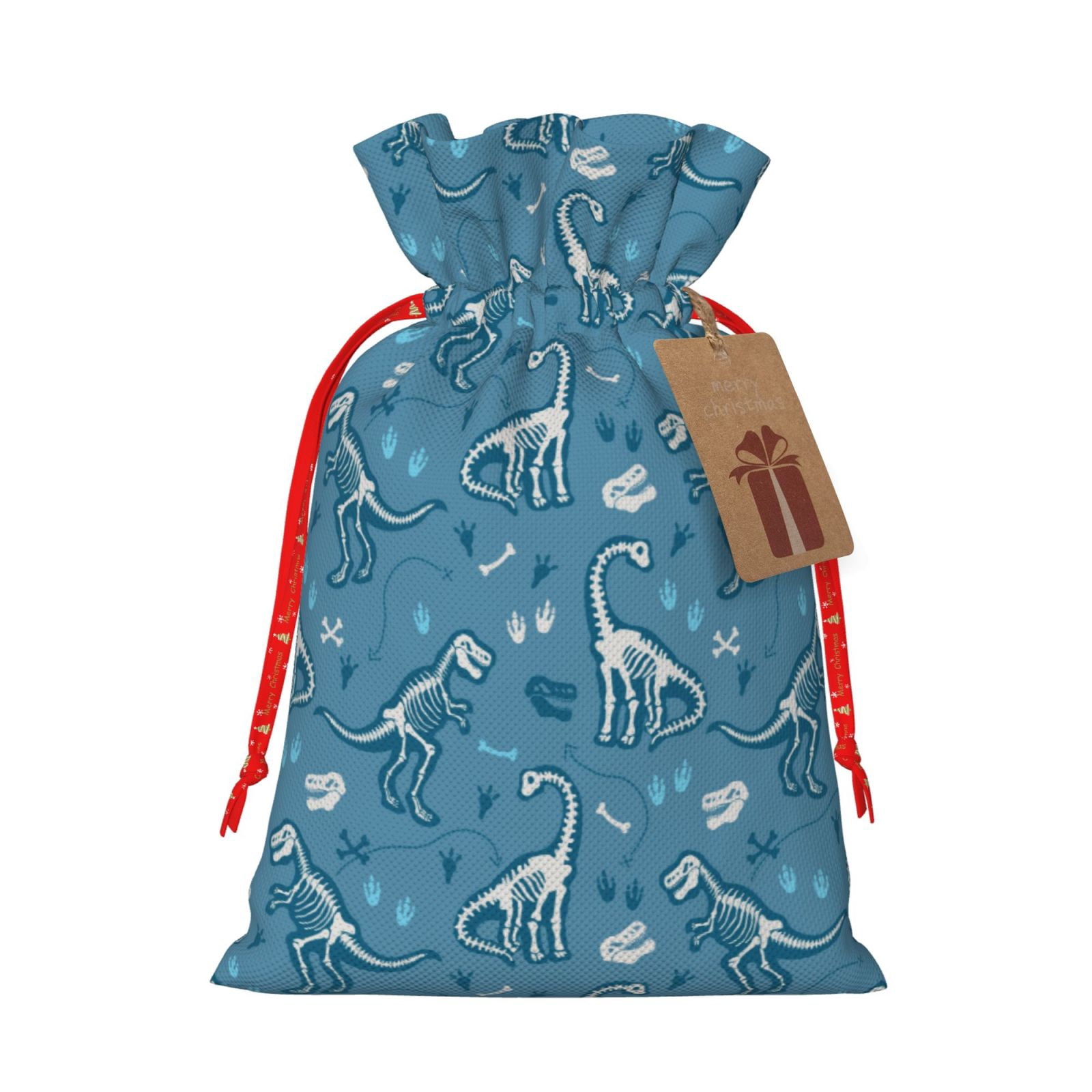 Pofeuu Dinosaur Skull Print Burlap Bags with Drawstrings Drawstring ...